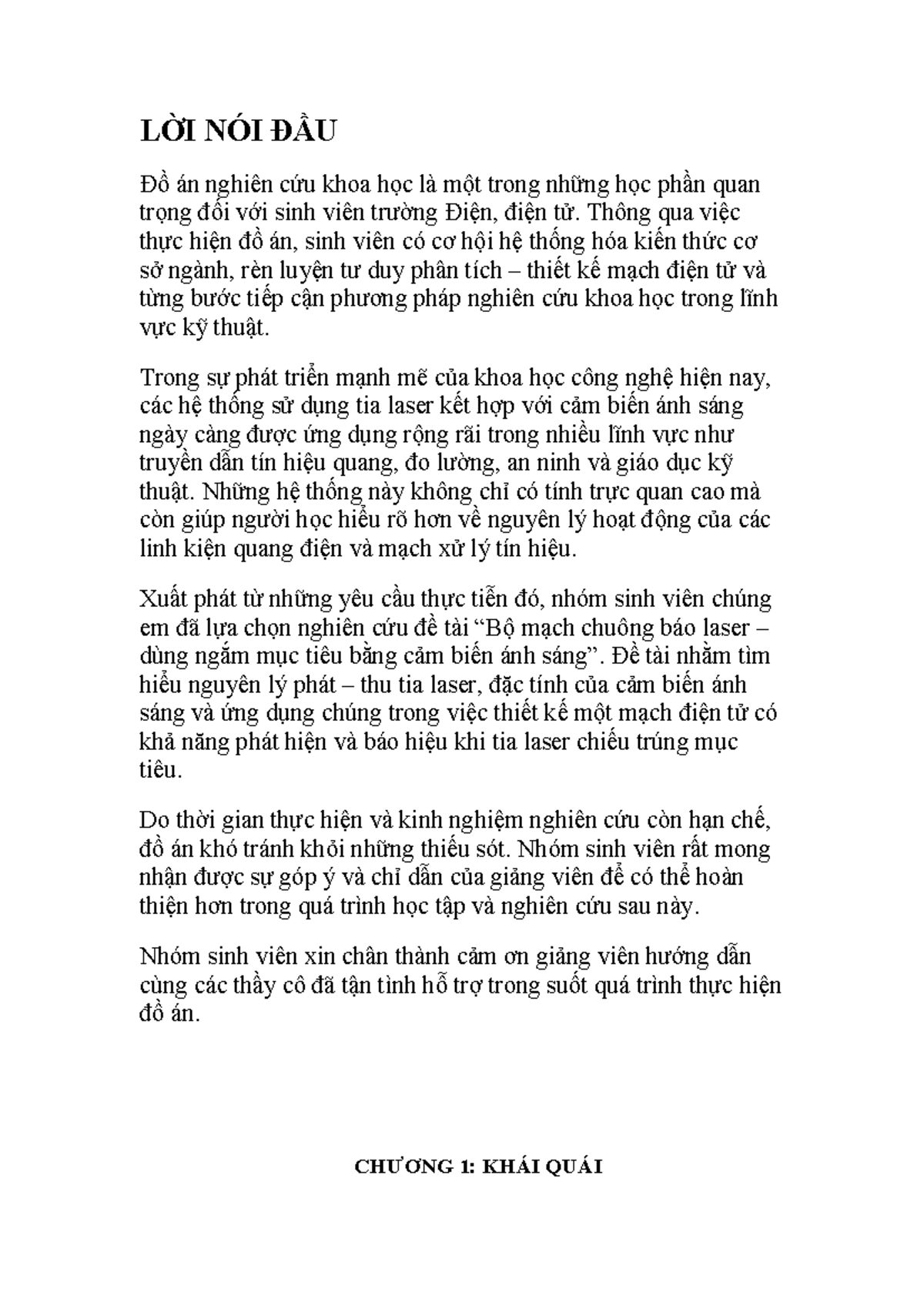 Đồ án Nghiên cứu Khoa học: Mạch Chuông Báo Laser - KKKK - Studocu