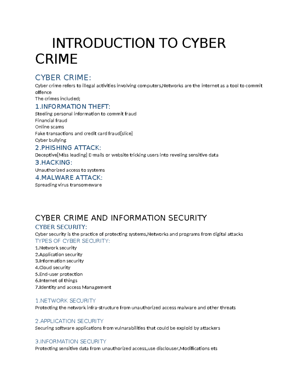 Introduction to Cyber Crime: Key Concepts and Security Measures - Studocu