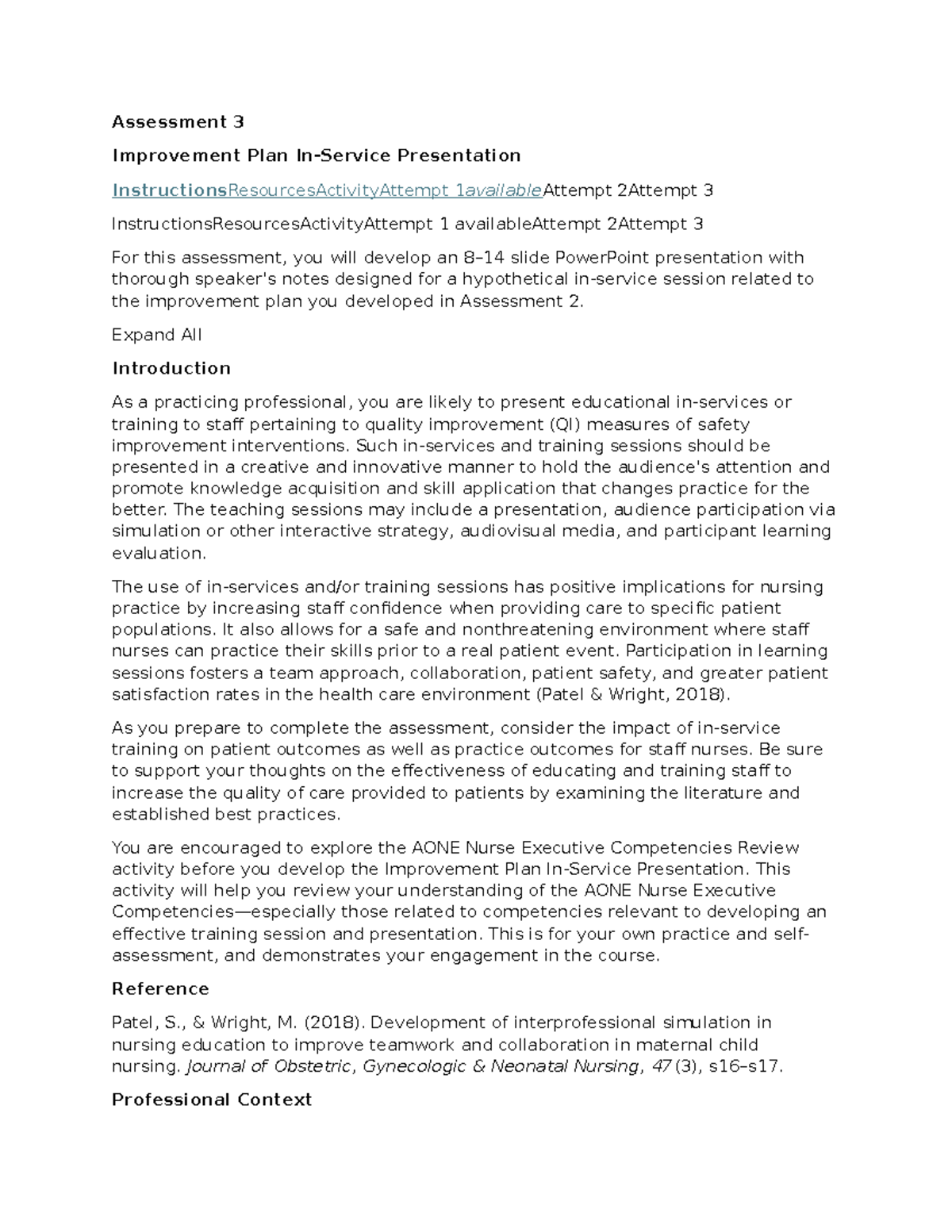 Improvement Plan In-Service Presentation (Assessment 3) - Studocu