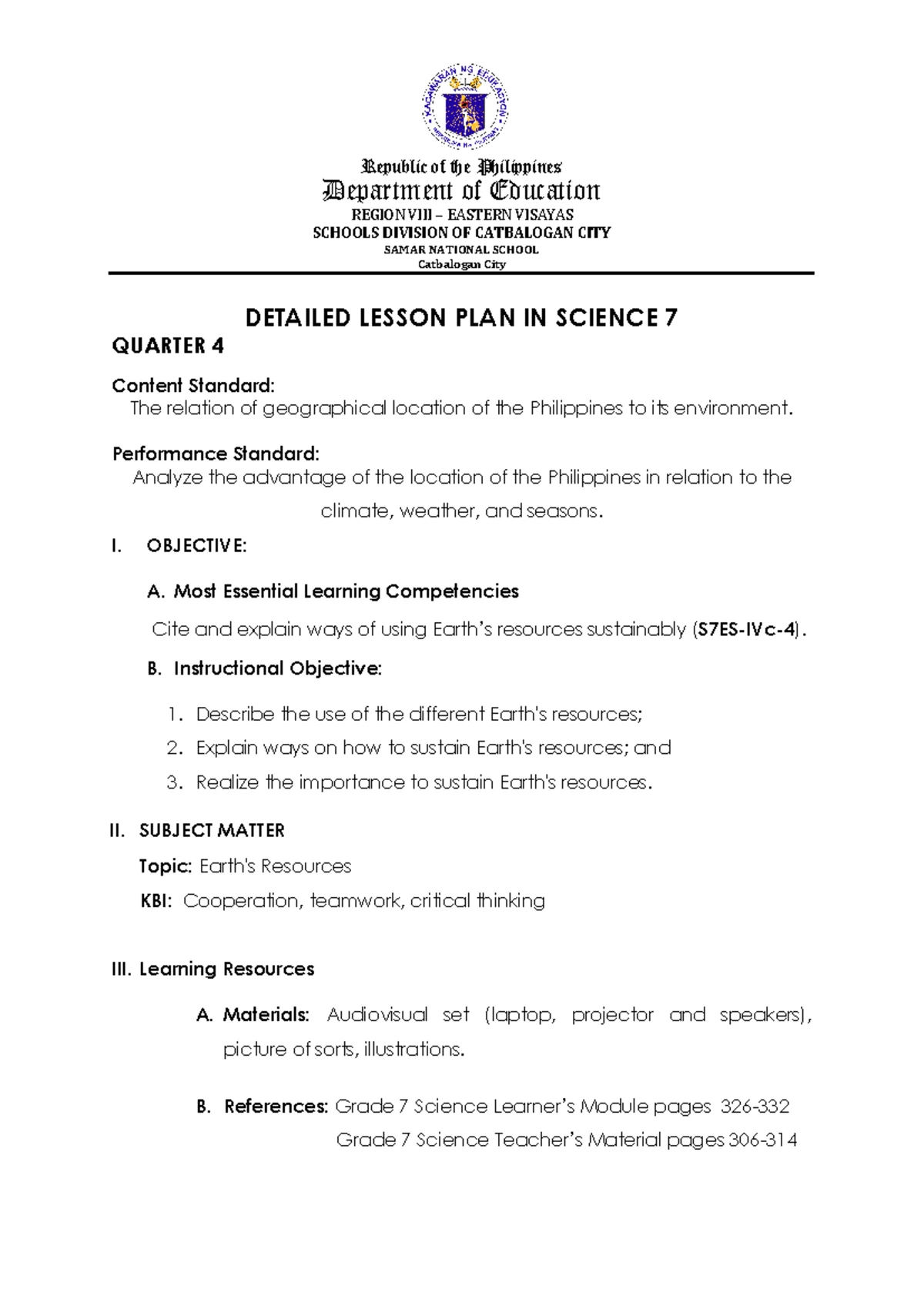 Contextualized Lesson Plan Math 6 - LESSON PLAN IN MATHEMATHETICS VI ...