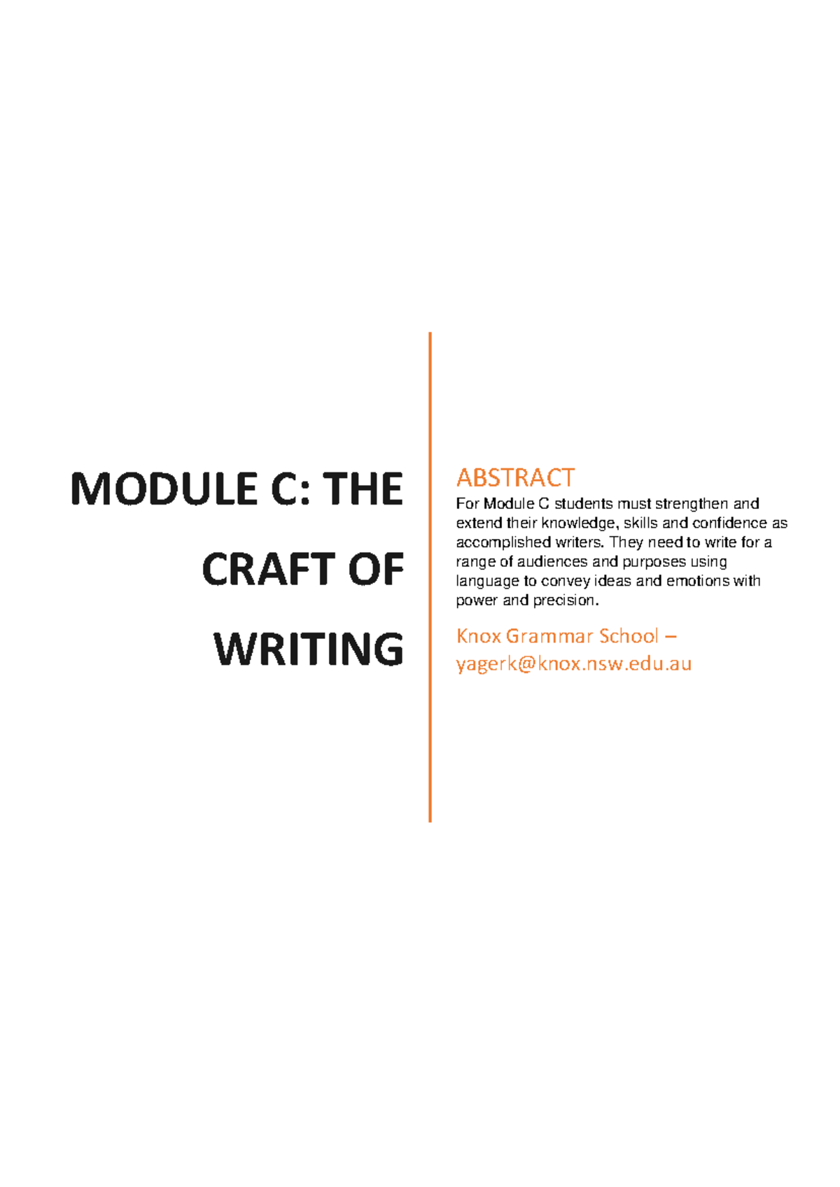 MODULE C: CRAFT OF WRITING - HSC EXAM PREPARATION GUIDE - Studocu