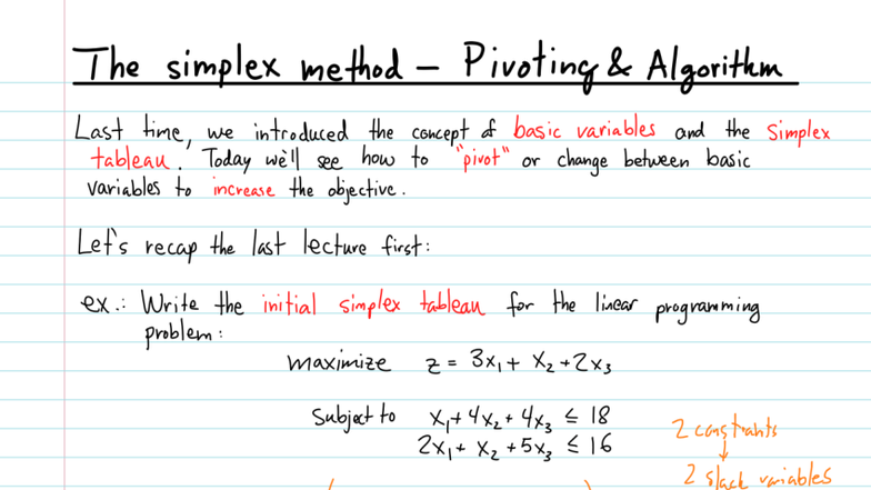 Lecture 11: The Simplex Method Algorithm and Basic Variables - Studocu