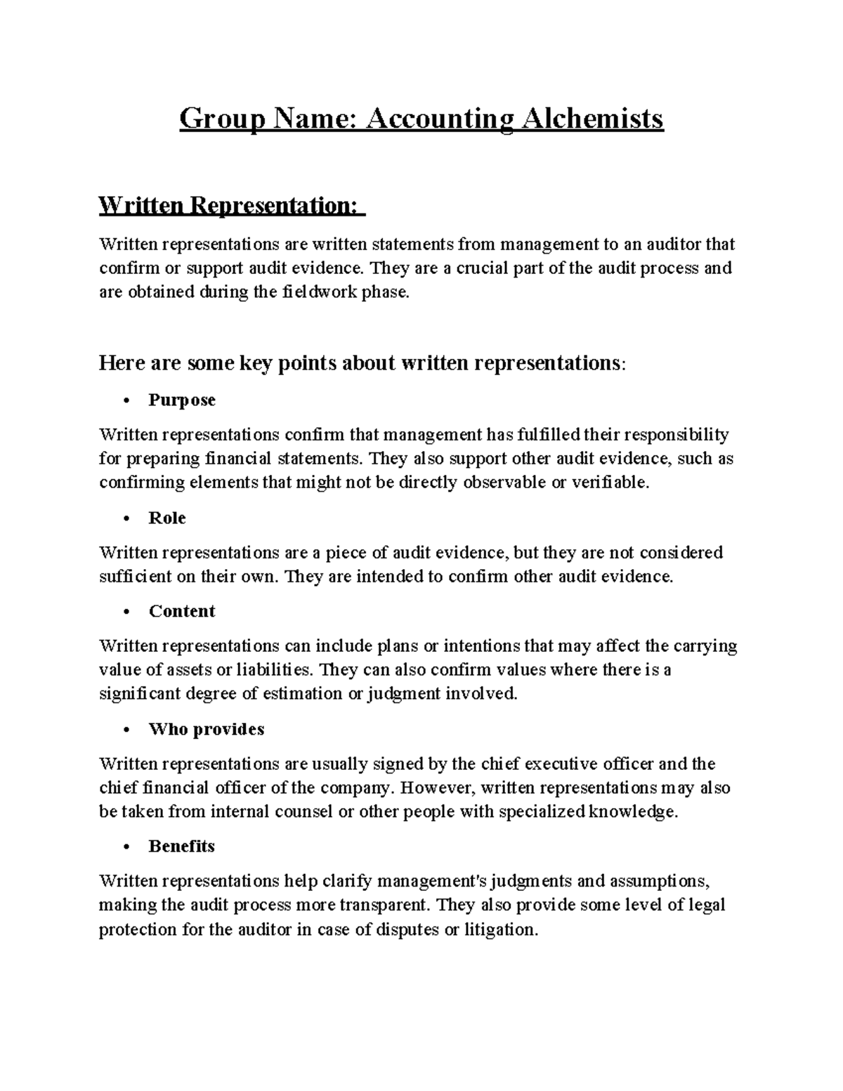 Accounting Alchemists-207: Understanding Written Representations ...