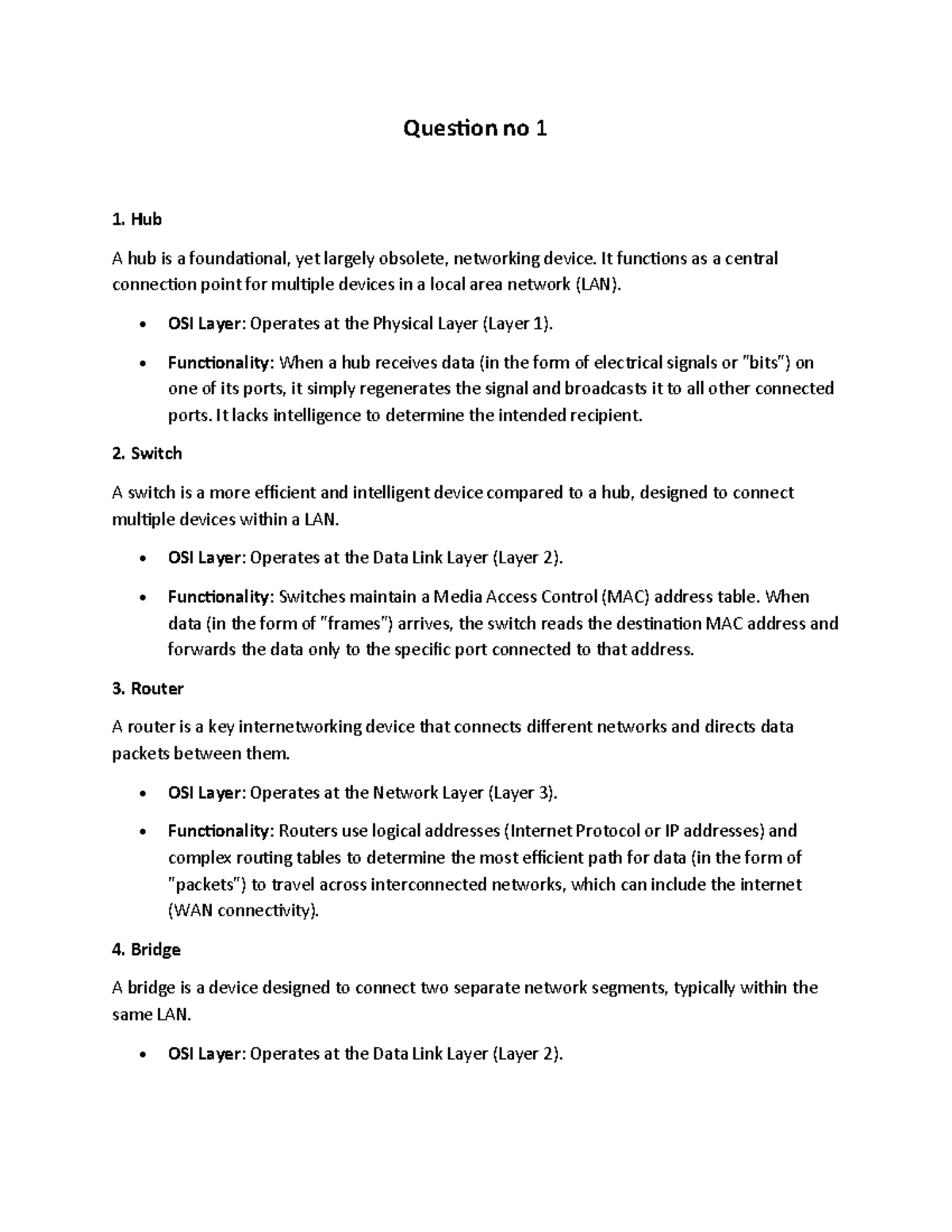 Computer Networking Devices Overview - CS101 Final Exam Notes - Studocu