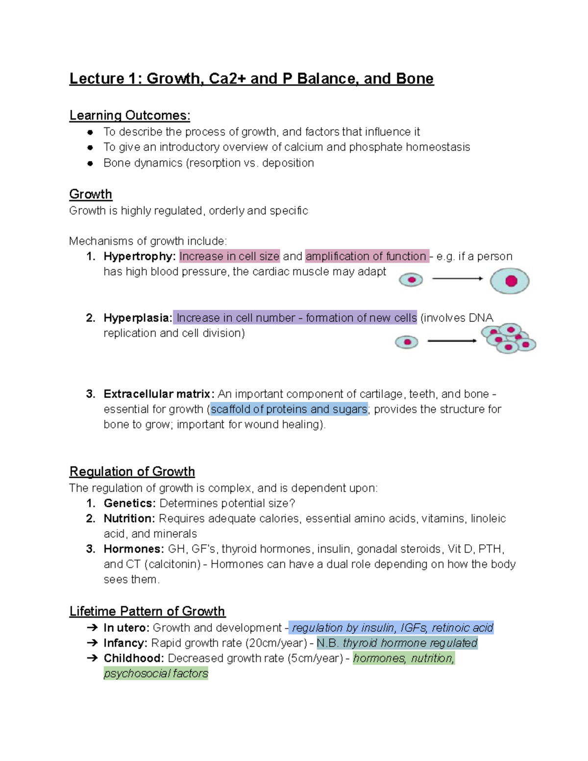 PL2034 Lecture 1: Growth, Calcium & Phosphate Balance Insights - Studocu