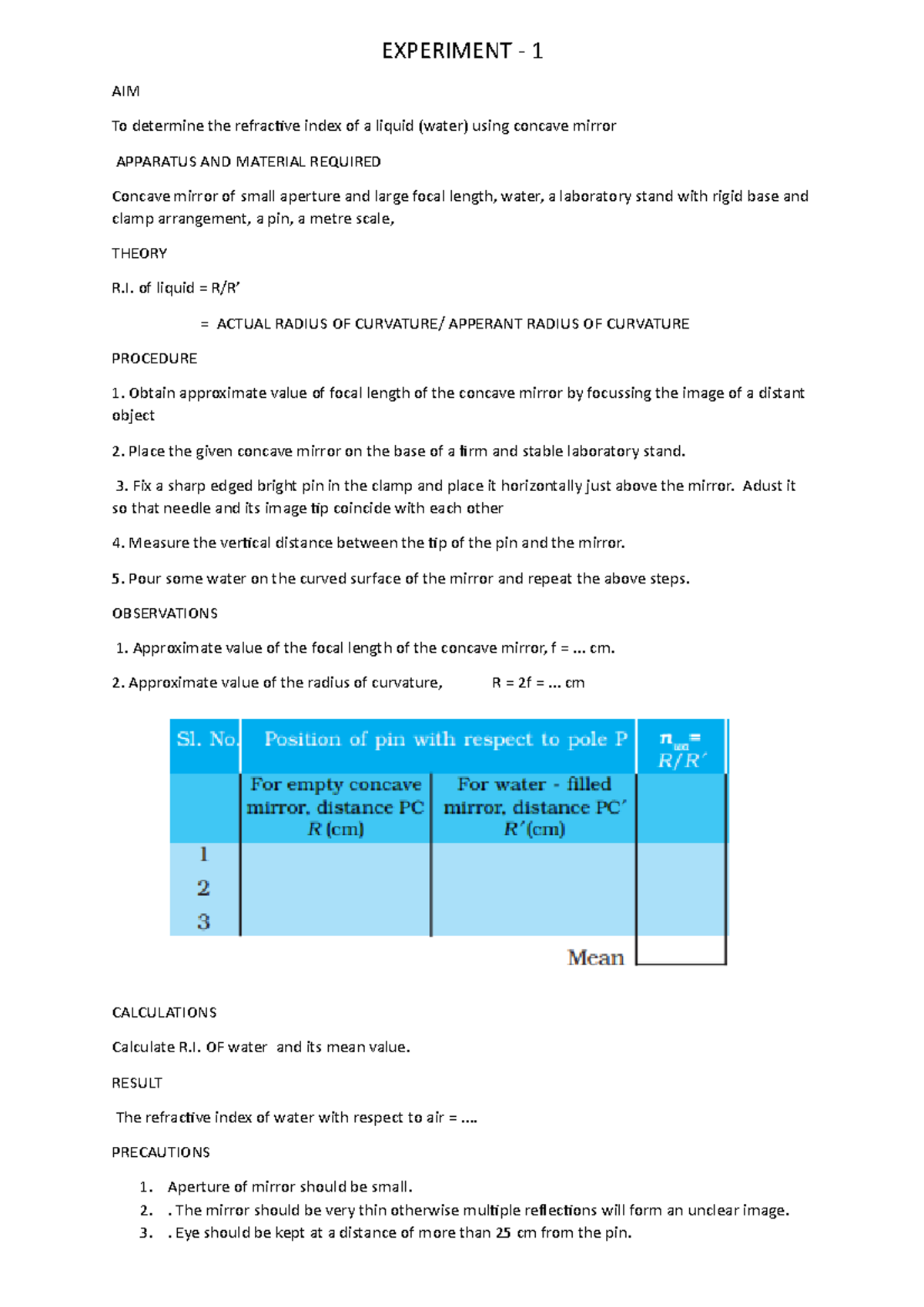 Class 12 Physics Practical: Refractive Index & Lens Focal Length ...