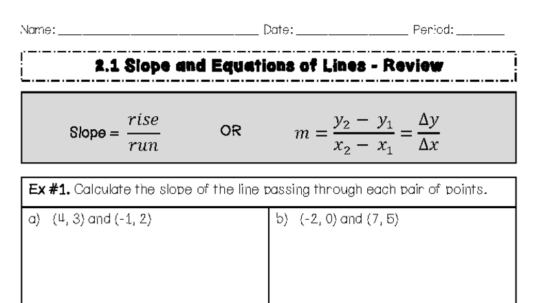 Unit 2 Notes - Analytic Geometry: Slope, Lines, and Circles Review ...