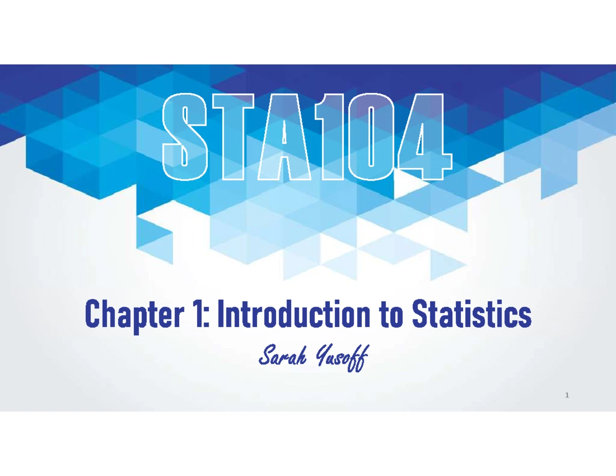 Sta104 Introduction To Statistics Chapter 1 Overview And Key Concepts