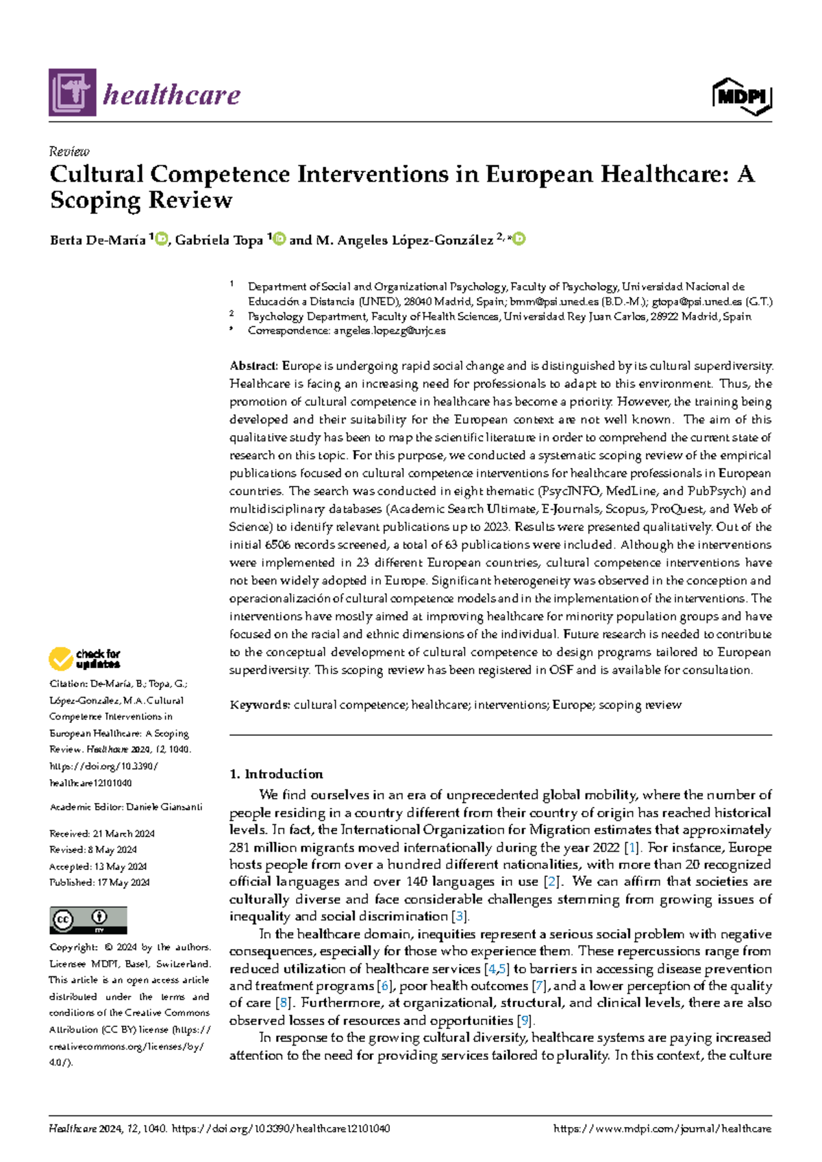 Cultural Competence Interventions in European Healthcare: A Scoping ...