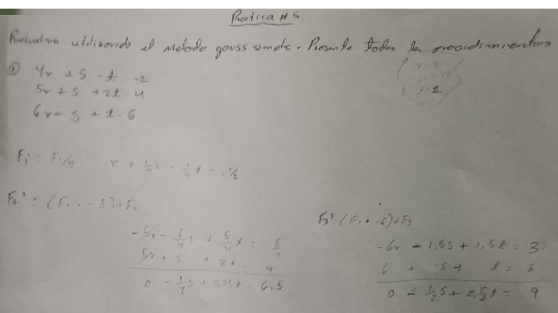 Práctica #5: Resolución utilizando el Método de Gauss Simple - Studocu