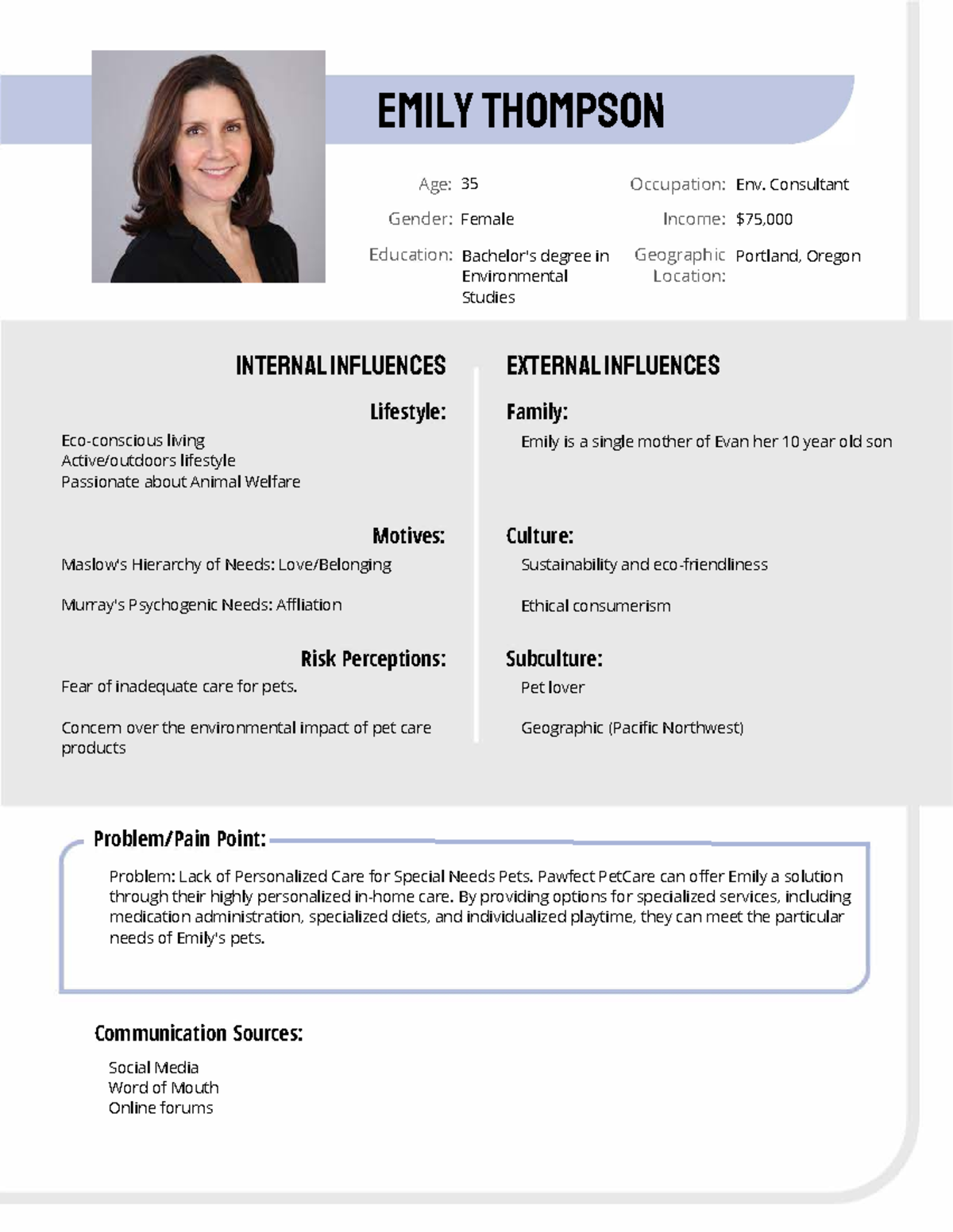 Consumer Persona Analysis: Understanding Emily Thompson's Profile - Studocu