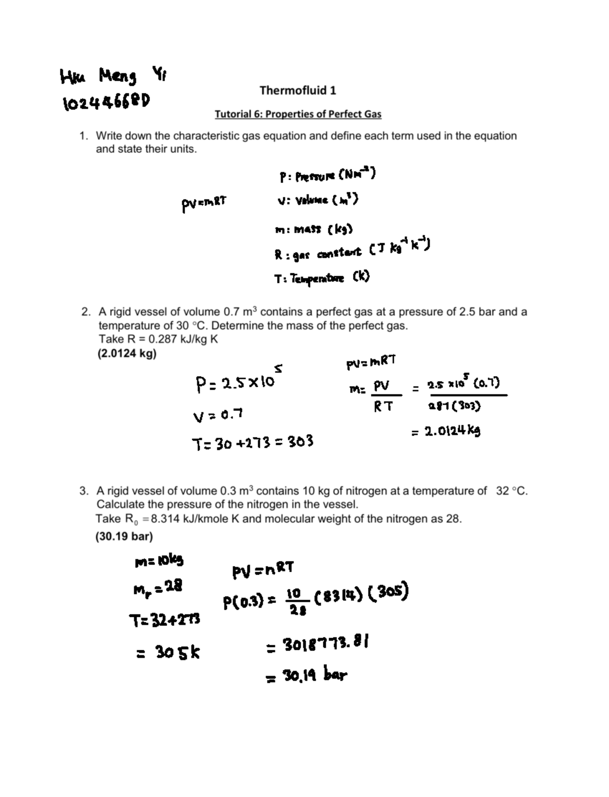 Thermofluid Tutorial 6: Pressure, Volume, and Temperature Calculations ...