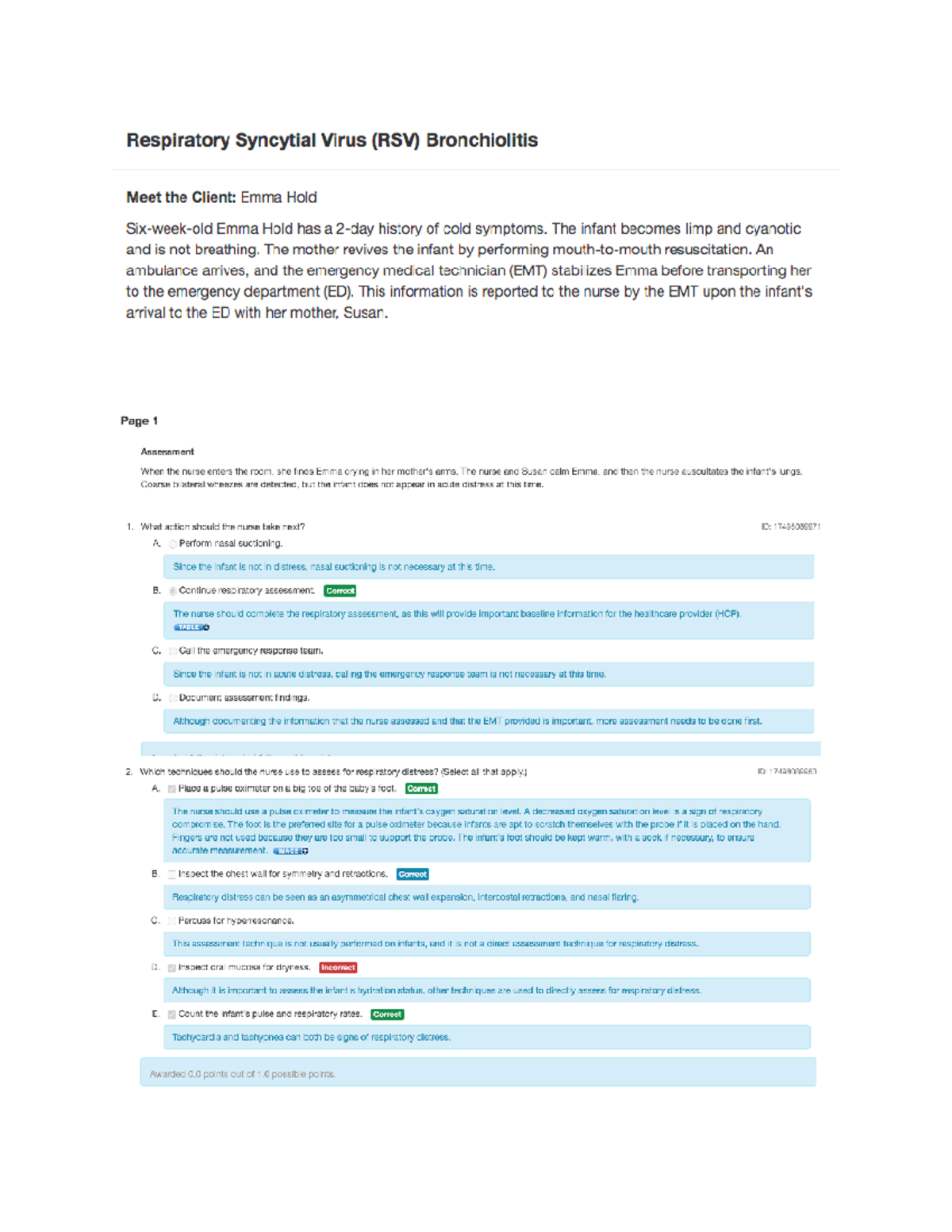 HESI Case Study: Respiratory Syncytial Virus (RSV) in Pediatric Care ...