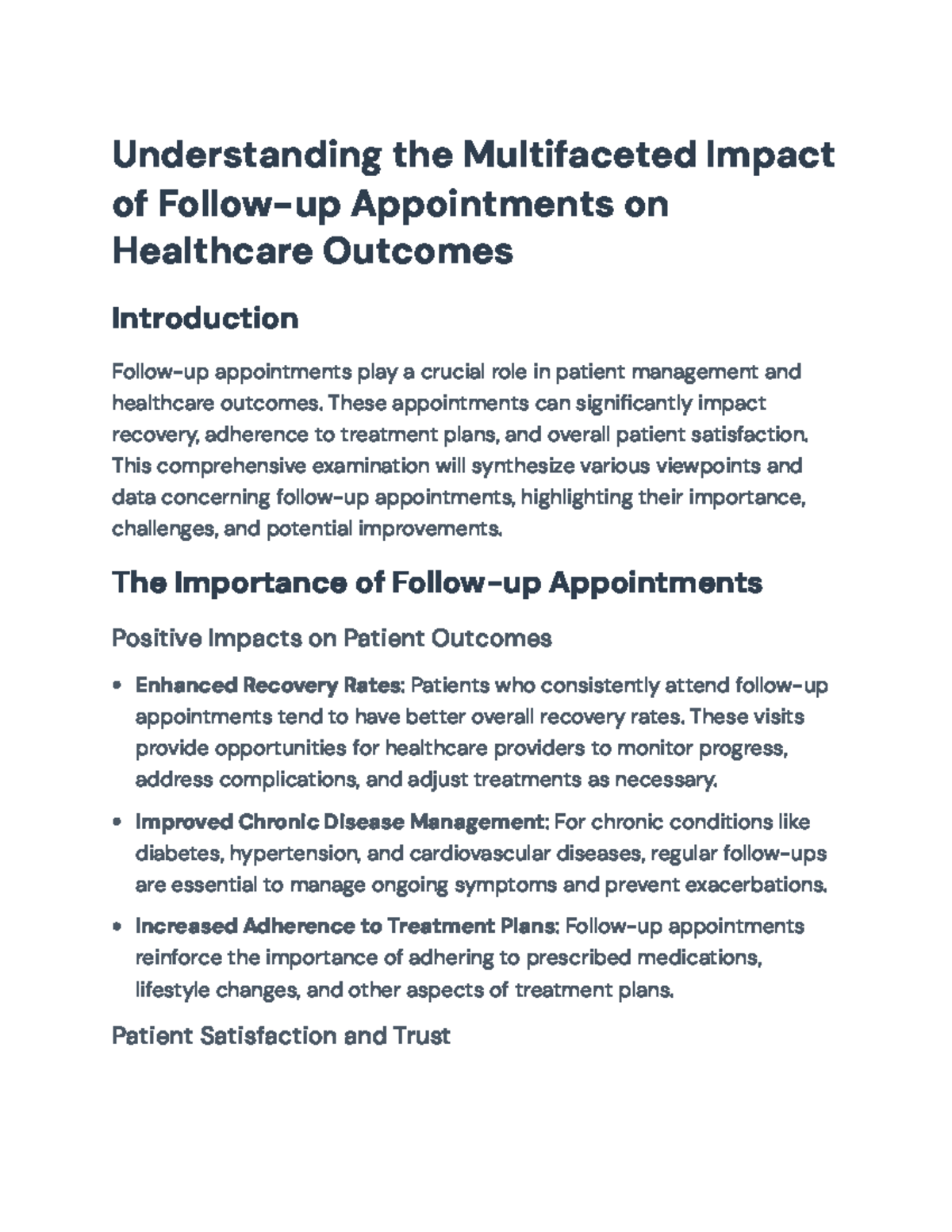 Follow-Up Appointments: Impact on Healthcare Outcomes and Strategies ...