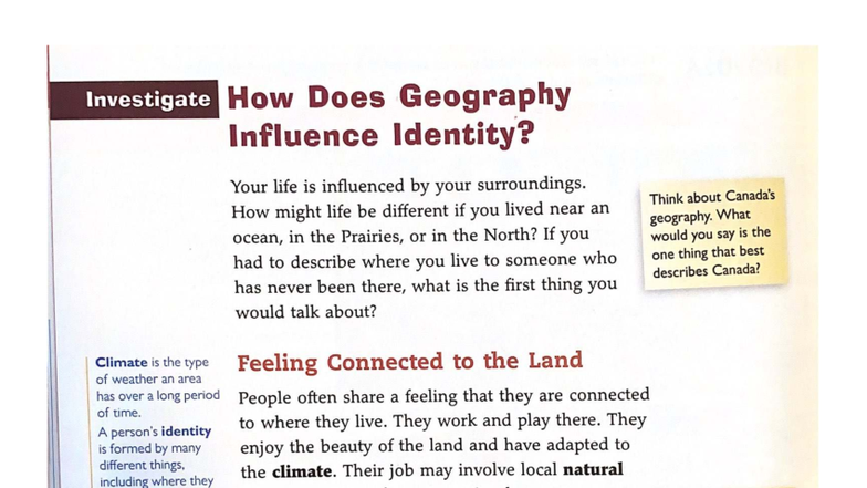 How Geography Influences Identity: A Canadian Perspective - Studocu
