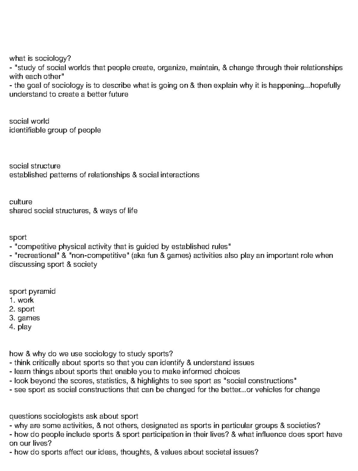 Sociological Perspectives on Sport: Issues & Ethics (SOC 101) - Studocu