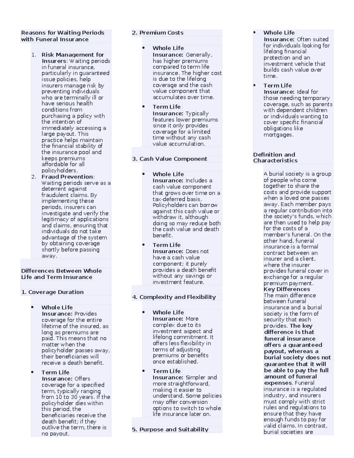 Revision for Long-Term Insurance Course: Understanding Key Concepts and ...