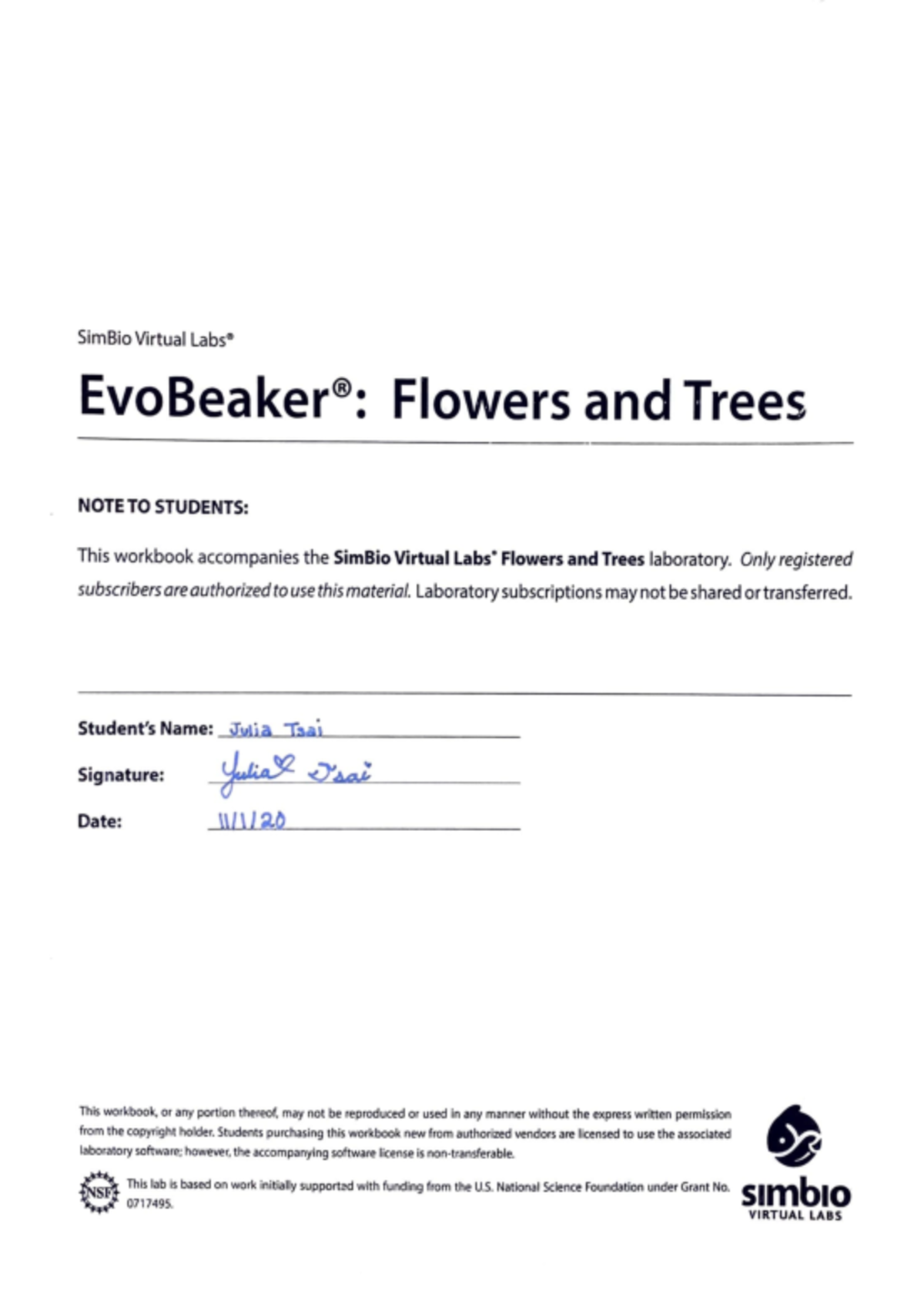 SimBio Virtual Labs: Flowers and Trees Overview and Exercises - Studocu