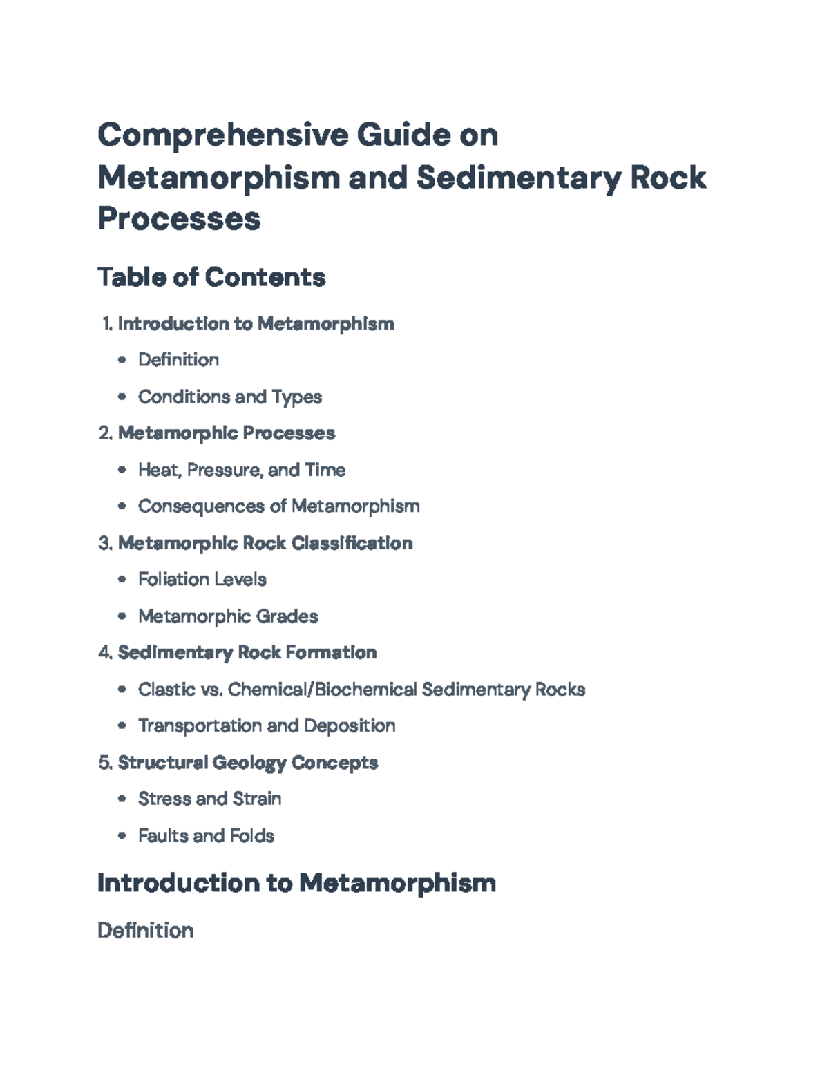 Metamorphism and Sedimentary Rock Processes: An Academic Overview ...