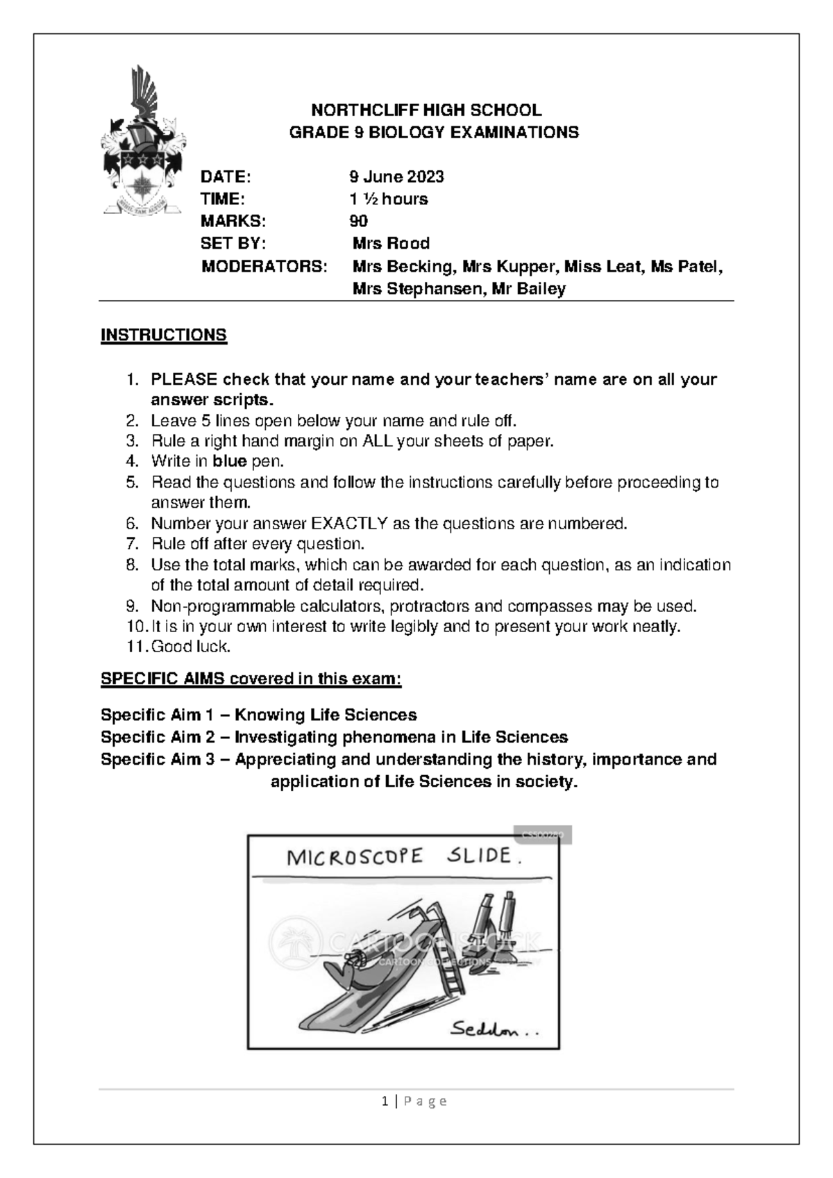 Grade 9 Biology June 2023 Exam Paper and Memo - Studocu
