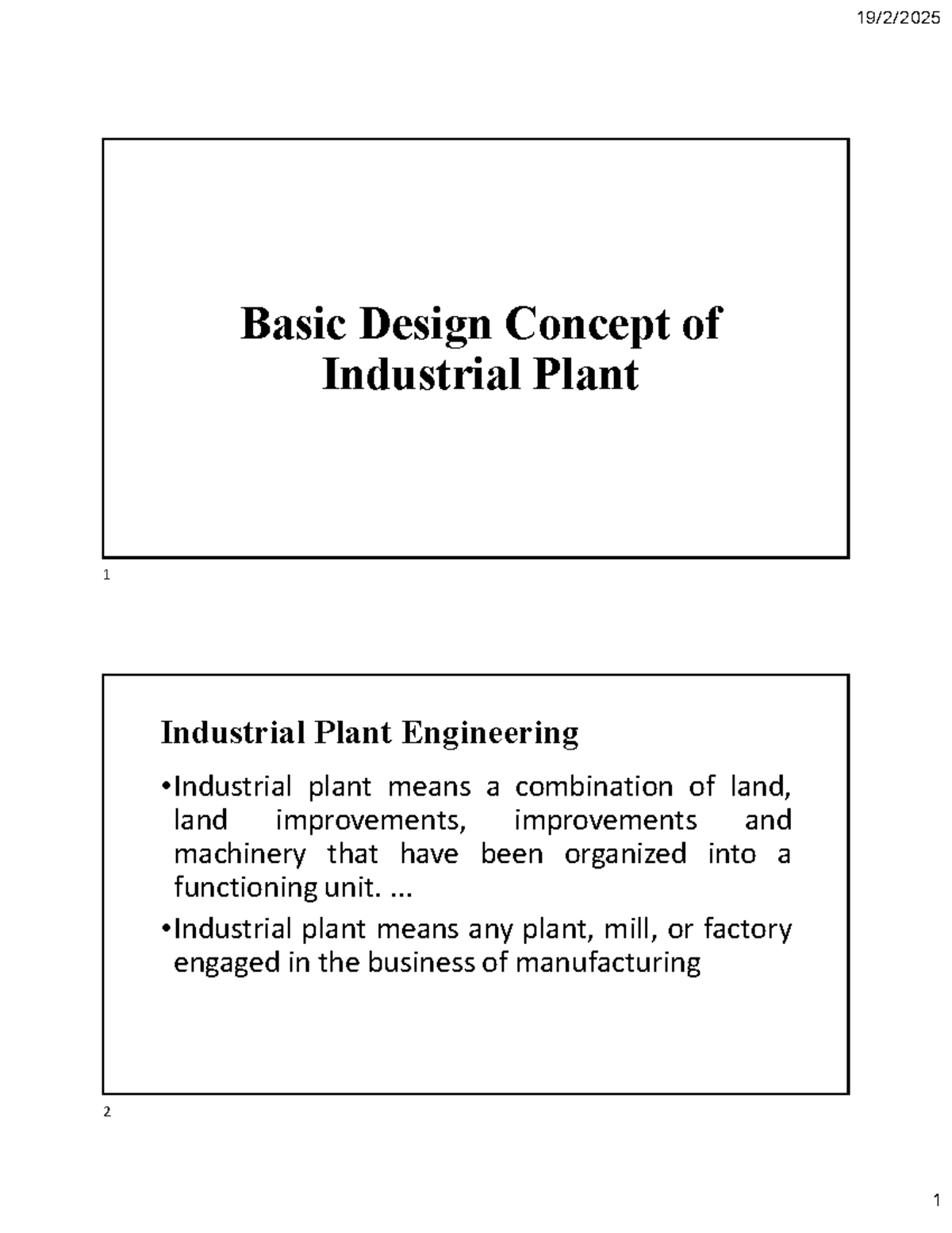 01 Lesson 2: Basic Design Concepts in Industrial Plant Engineering ...