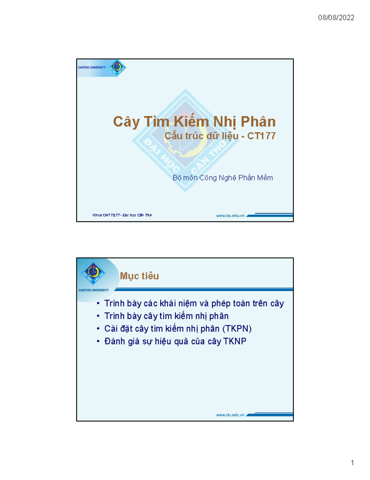 Chương 3 Cây TKNP - cấu trúc dữ liệu - Cây Tìm Kiếm Nhị Phân Cấu trúc ...