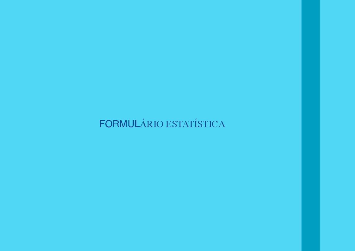 Formulário de fórmulas estatísticas - Studocu