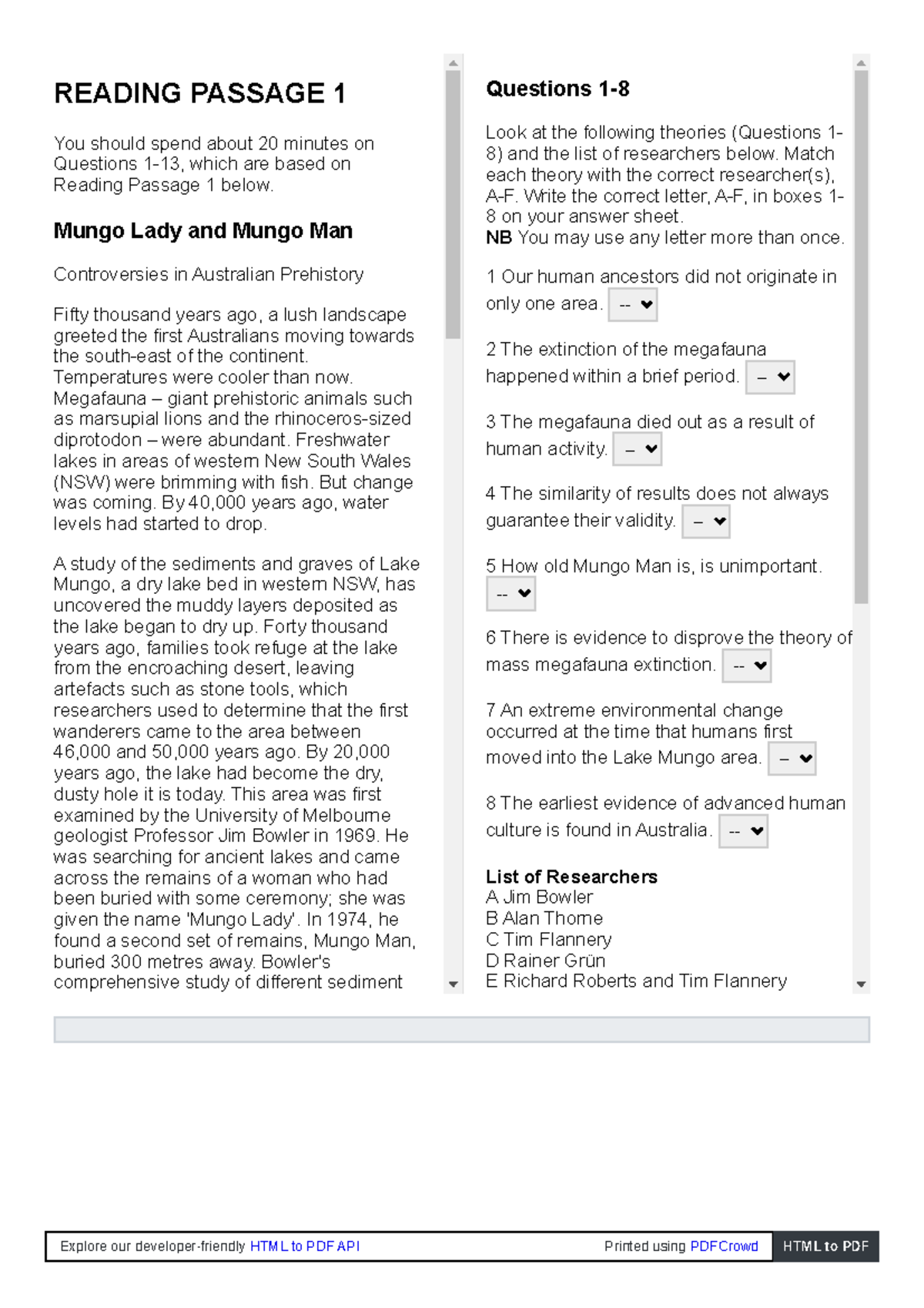 Mungo Lady and Mungo Man: Controversies in Australian Prehistory - Studocu