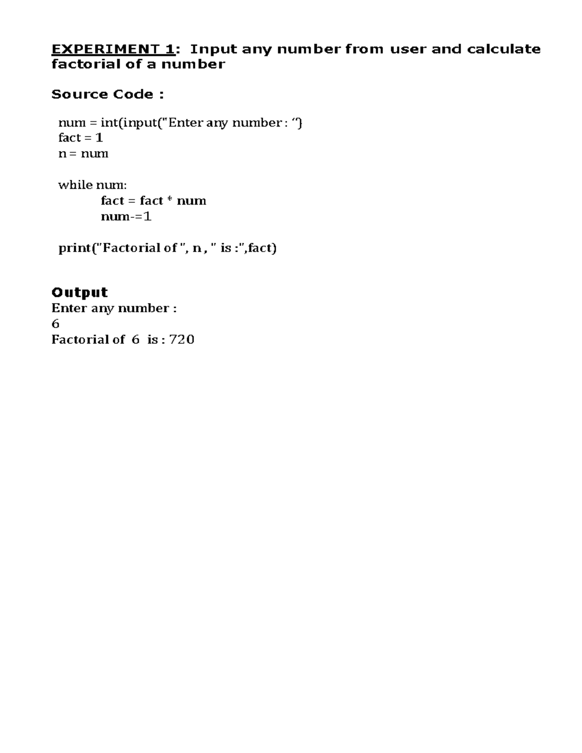 Python Programming Experiments: Factorial, Prime Check, Fibonacci, and More - Studocu