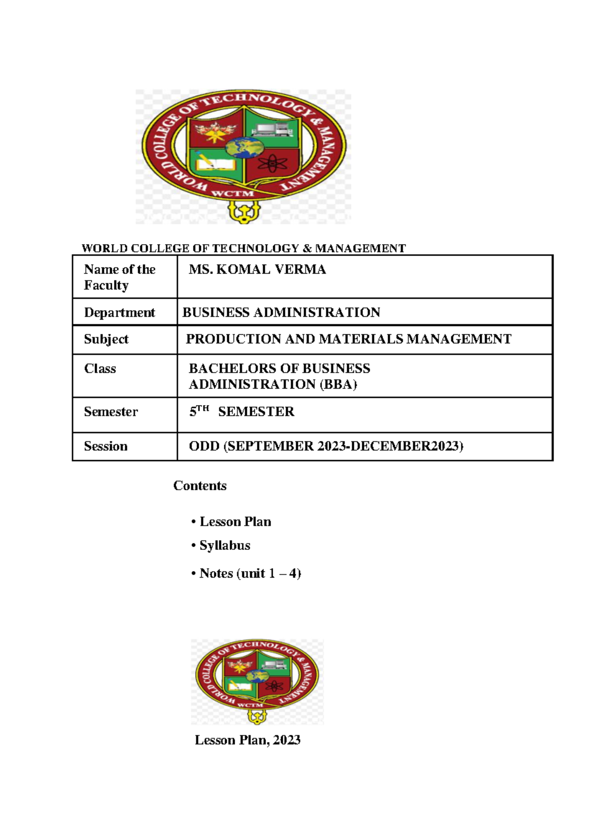 BBA 5th Sem Production & Materials Management Complete Notes (BBAN-501 ...