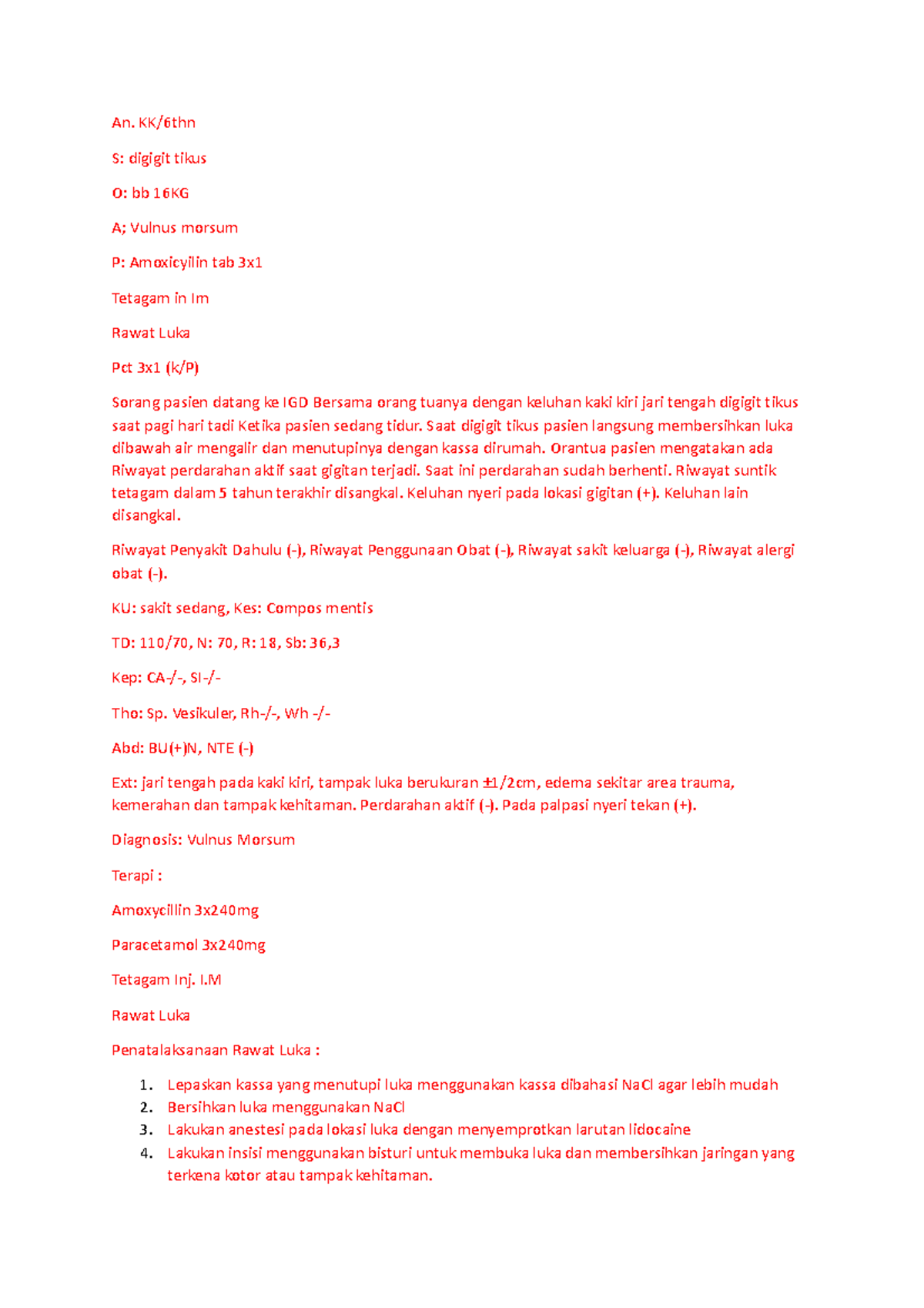 Case Study: Management of Rodent Bite and Other Surgical Conditions ...