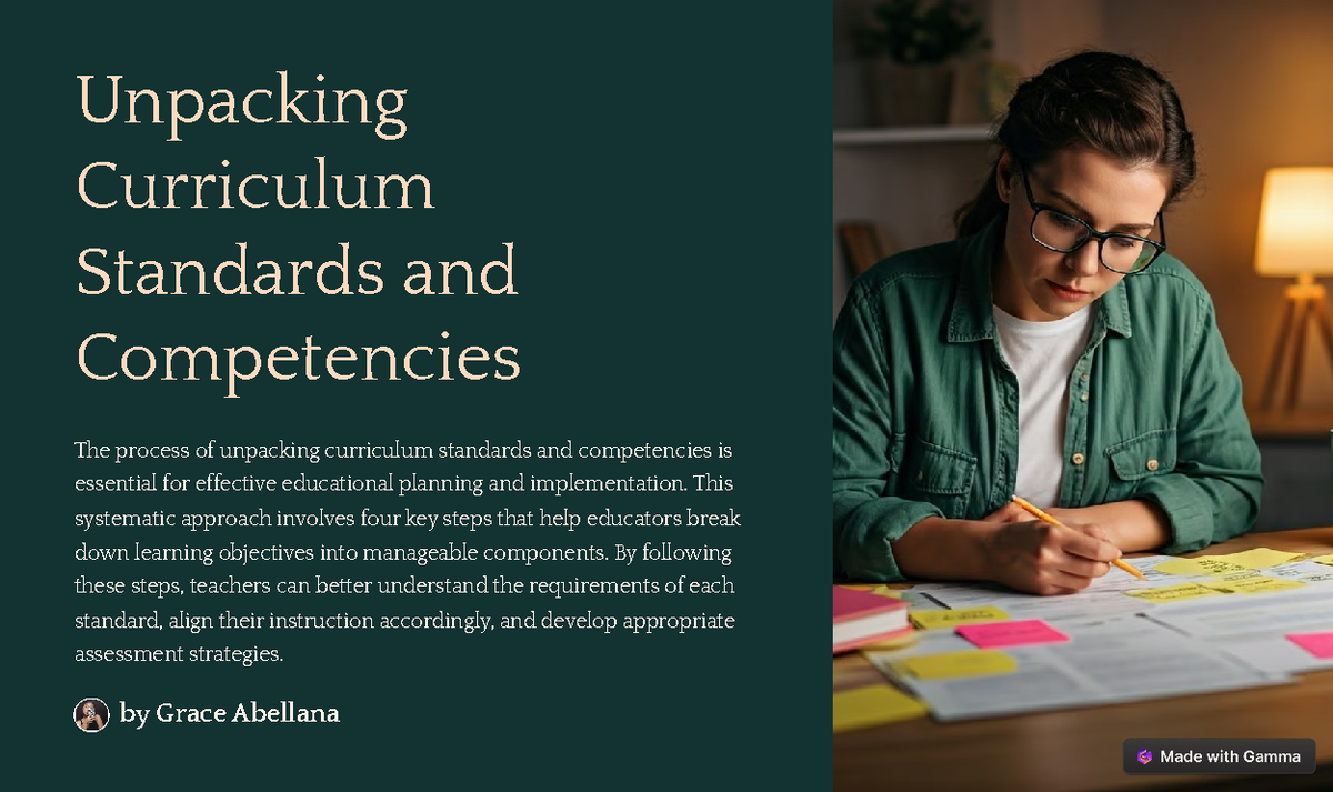 Unpacking Curriculum Standards & Competencies for Effective Teaching ...