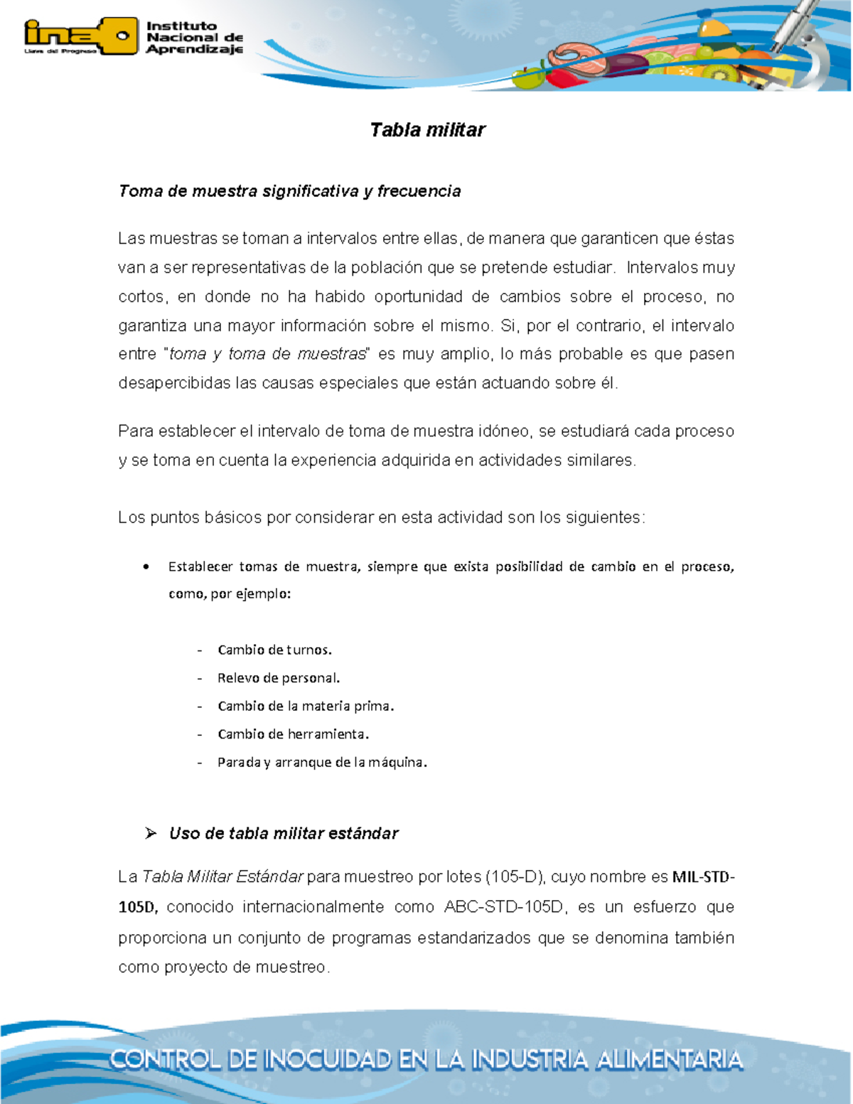 Tabla Militar Estándar para Muestreo: MIL-STD-105D en Military Std 105D ...