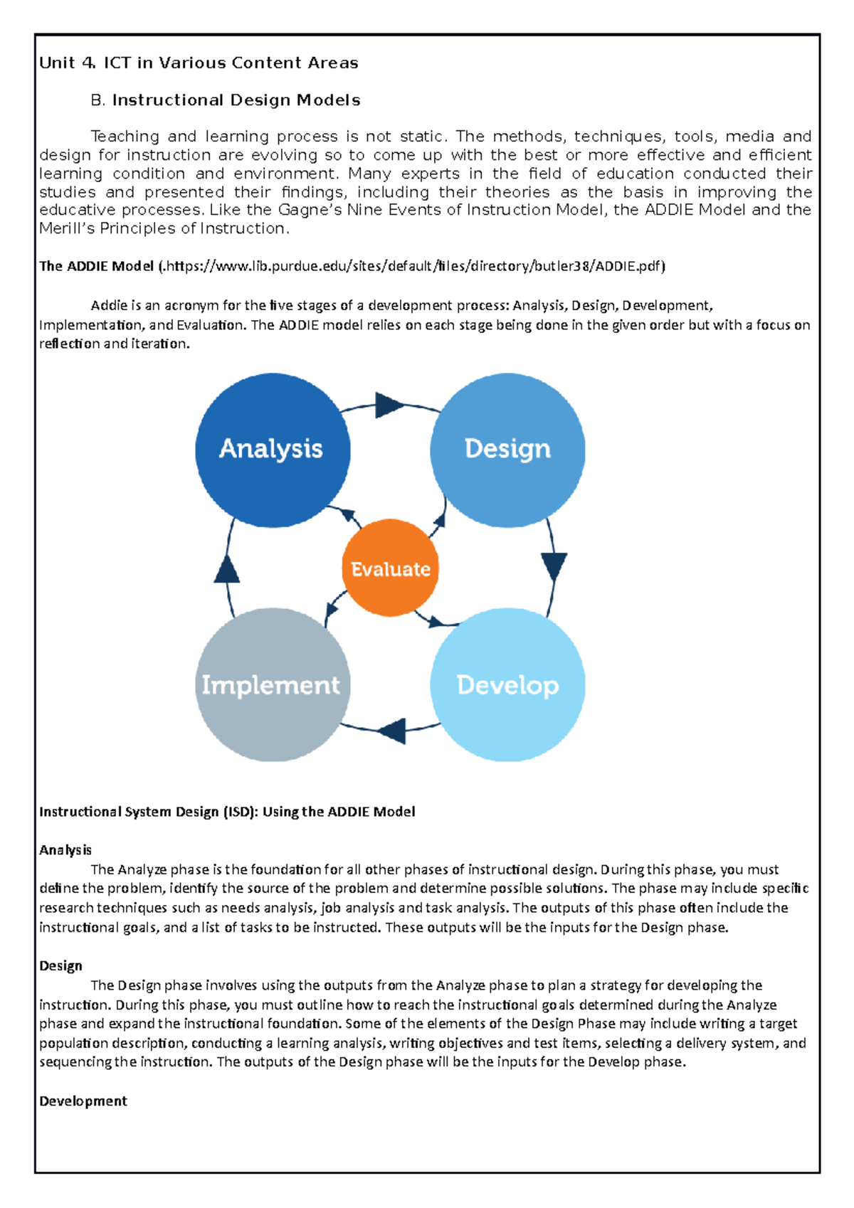 ADDIE Model Overview and Application in Instructional Design - Studocu