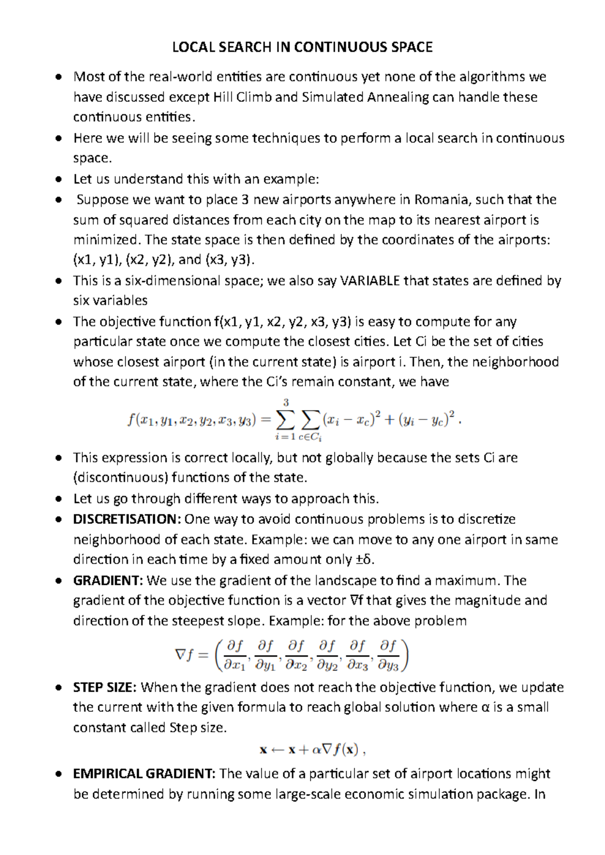 AI 101: Local Search Techniques in Continuous Space - Unit 1 Notes ...