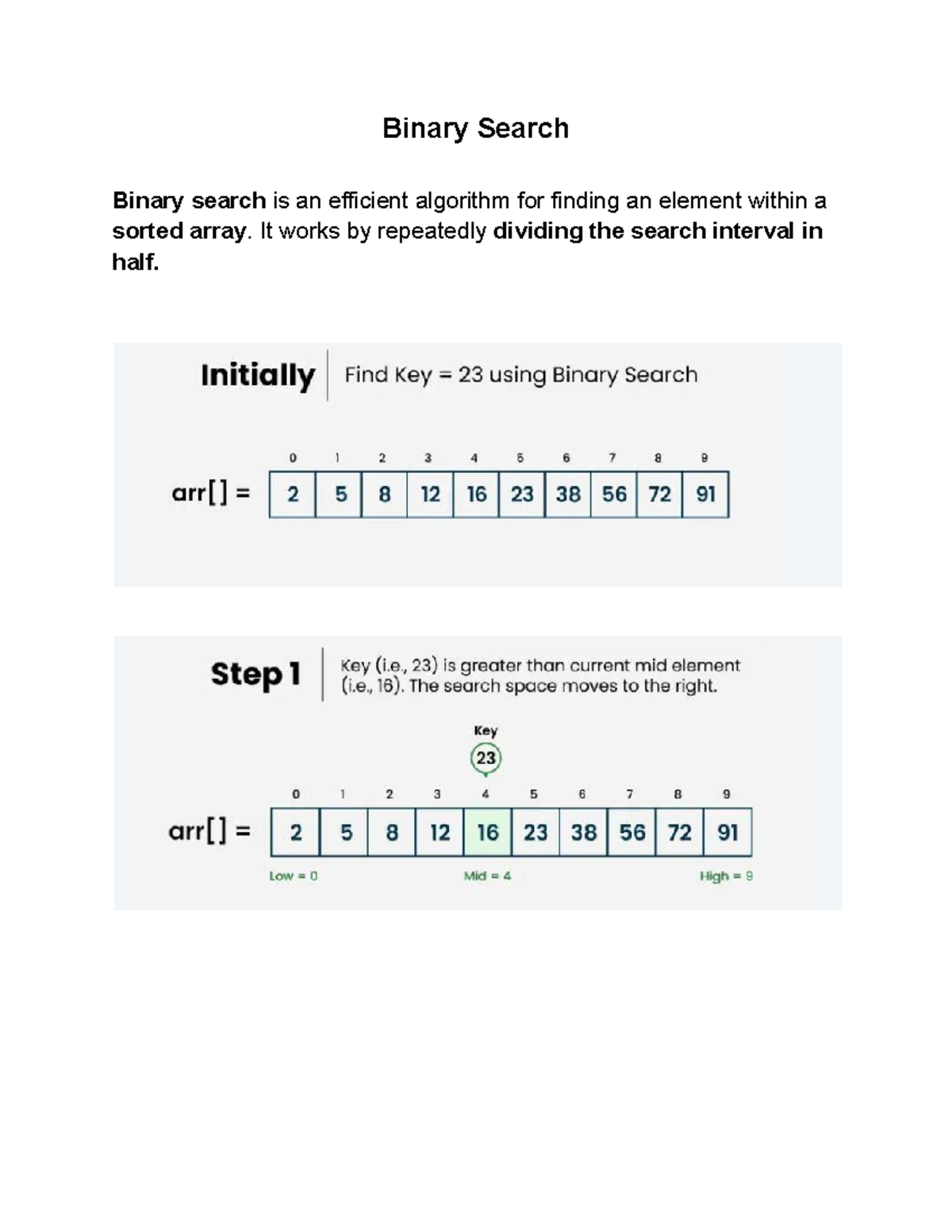 Binary Search - Notes - Binary Search Binary search is an efficient ...