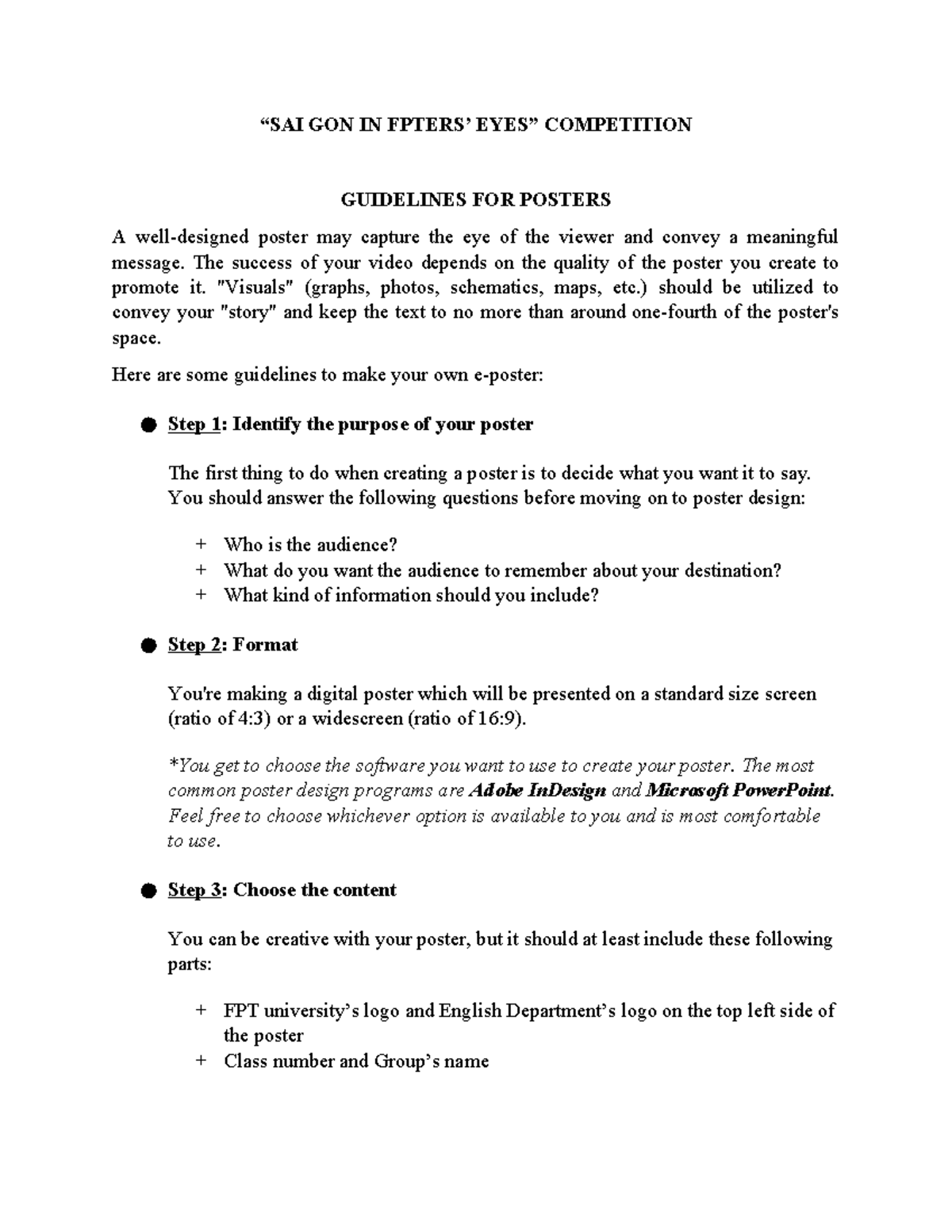 GON 2: Poster Creation Guidelines for Effective Competition Entries ...