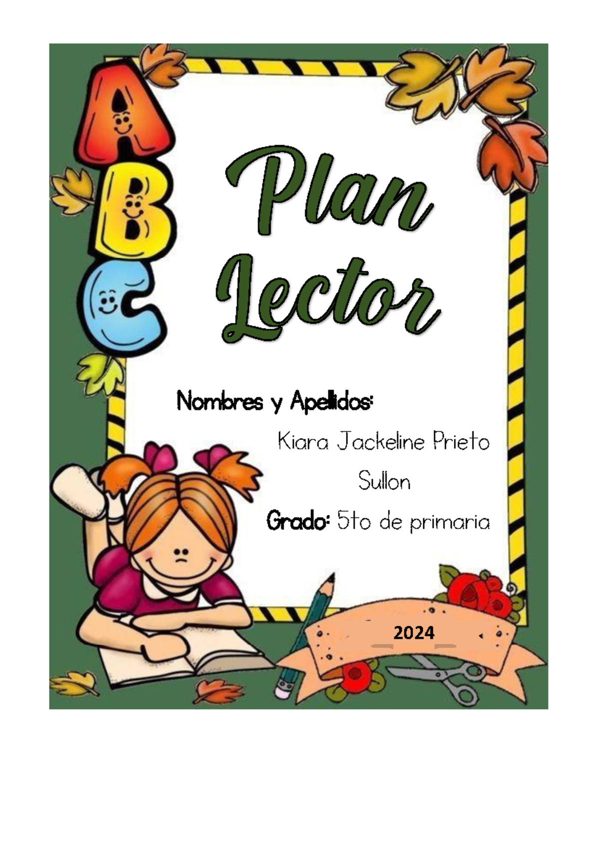 Doc2 - CARATULA PLAN LECTOR EDUCATIVA - Plan Humanístico - Nombres y Apellidos: Kiara Jackeline ...