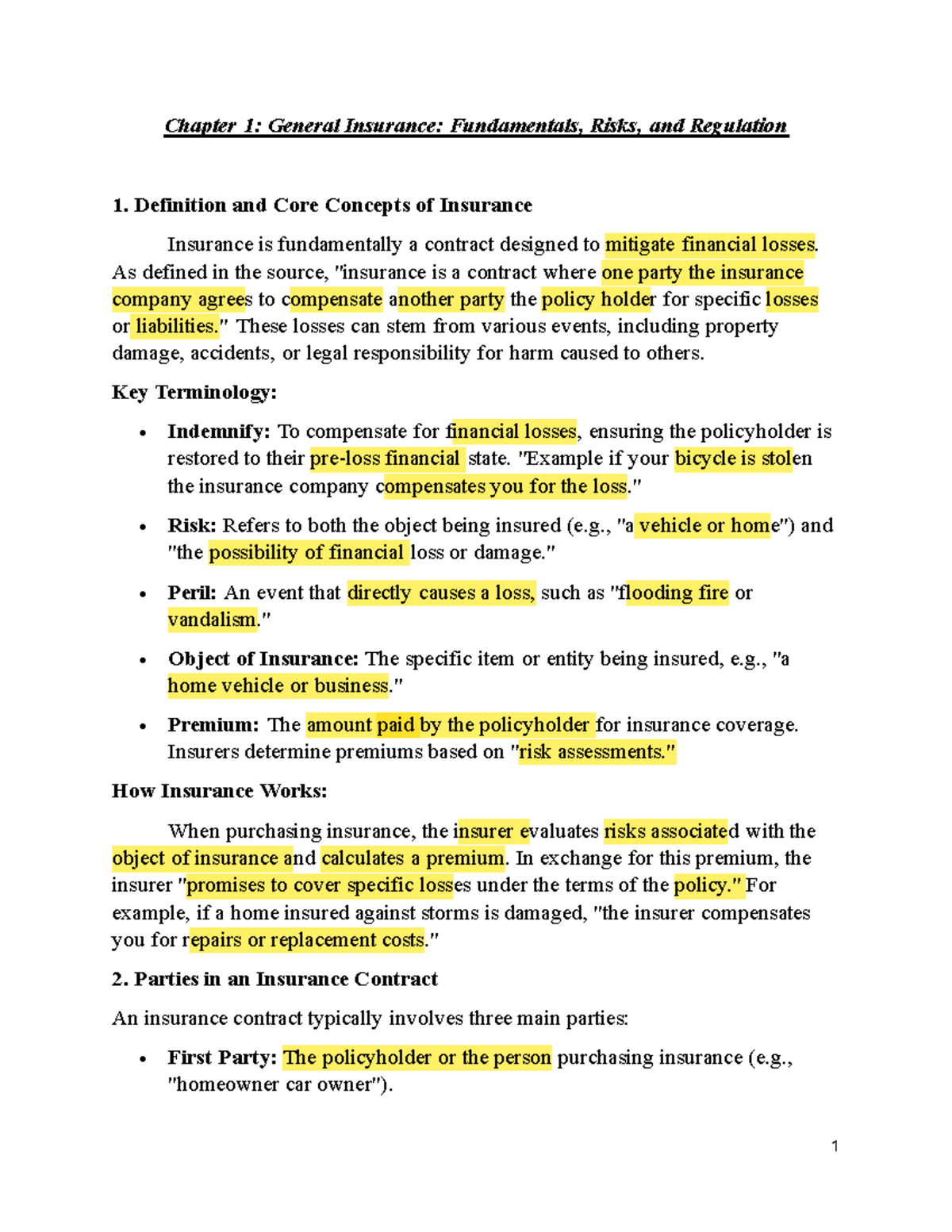 Chapter 1: General Insurance Fundamentals (RIBO) - Studocu