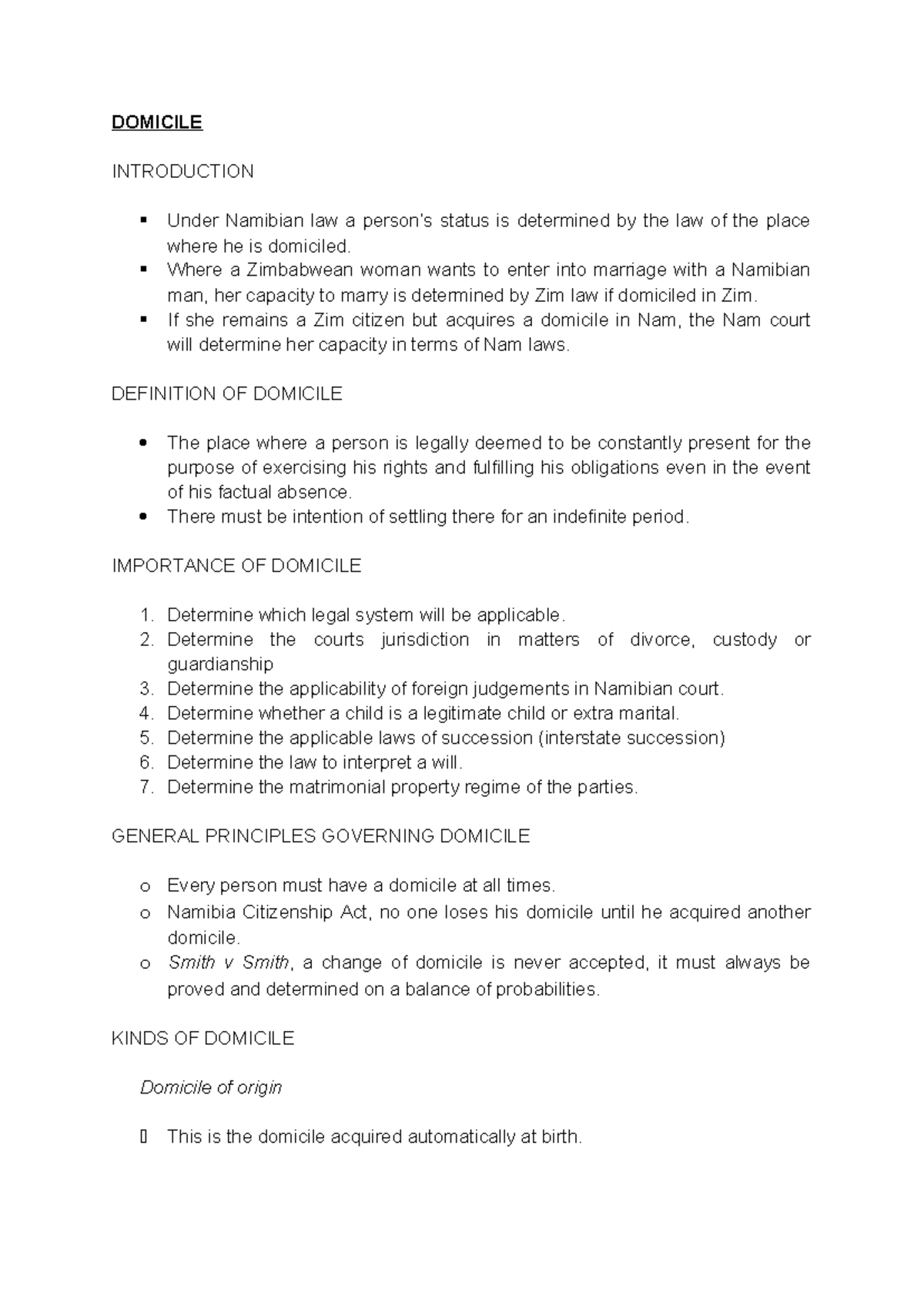 Legal Principles of Domicile in Namibia: Key Definitions and Cases ...