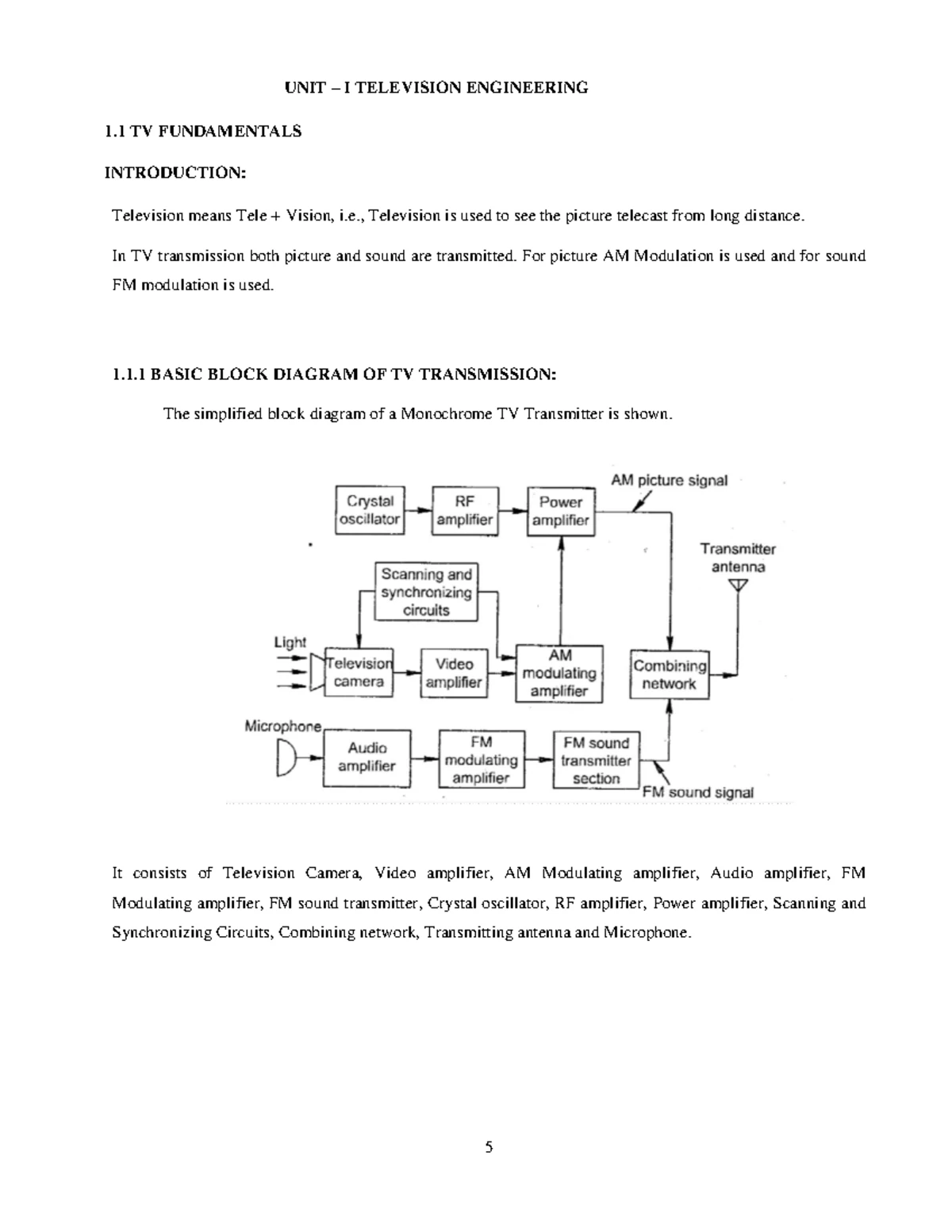 CE UNIT-3 Notes PDF: Fundamentals of Television Technology - Studocu