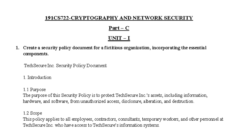 CNS U1&U2 Part C Security Policy & Network Security Model Notes - Studocu
