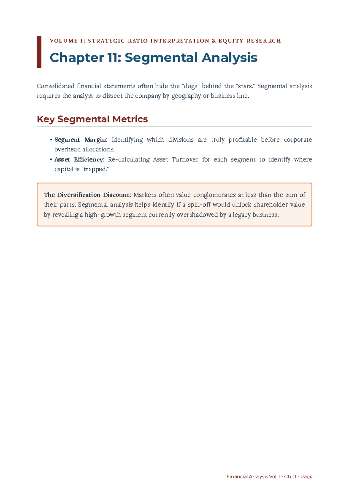 Financial Analysis Vol. I: Chapter 11 - Segmental Analysis Insights ...