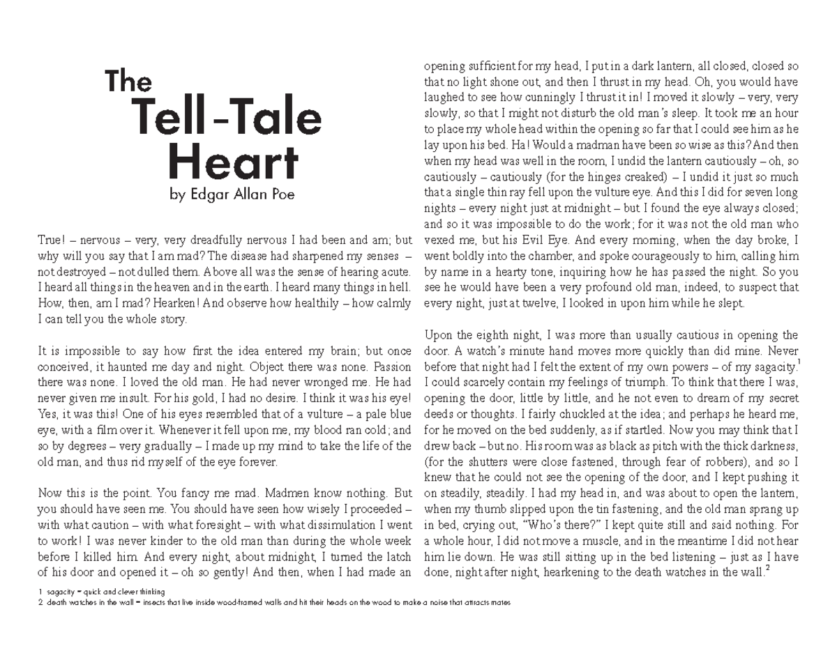 **ENG 101: The Tell-Tale Heart – Story Analysis and Key Questions ...
