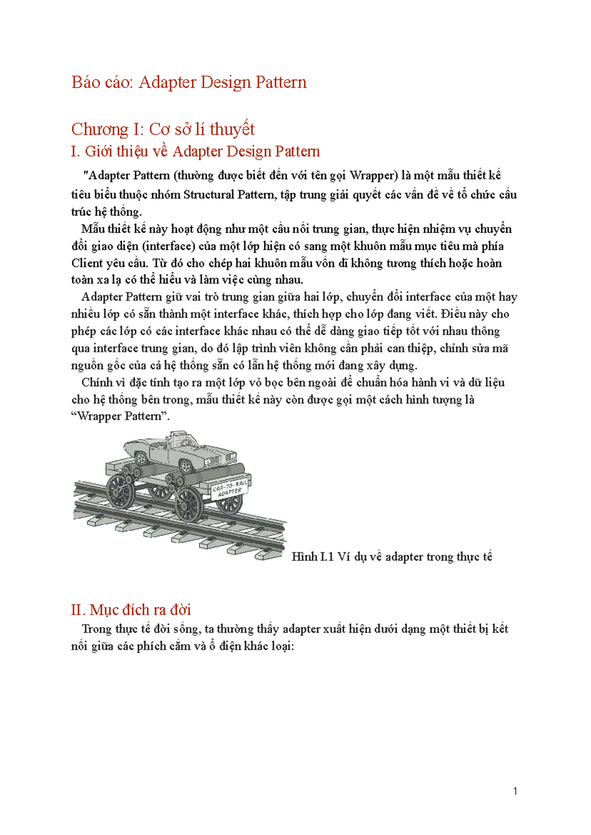 Báo cáo: Adapter Design Pattern - Cơ sở lý thuyết và Ứng dụng - Studocu