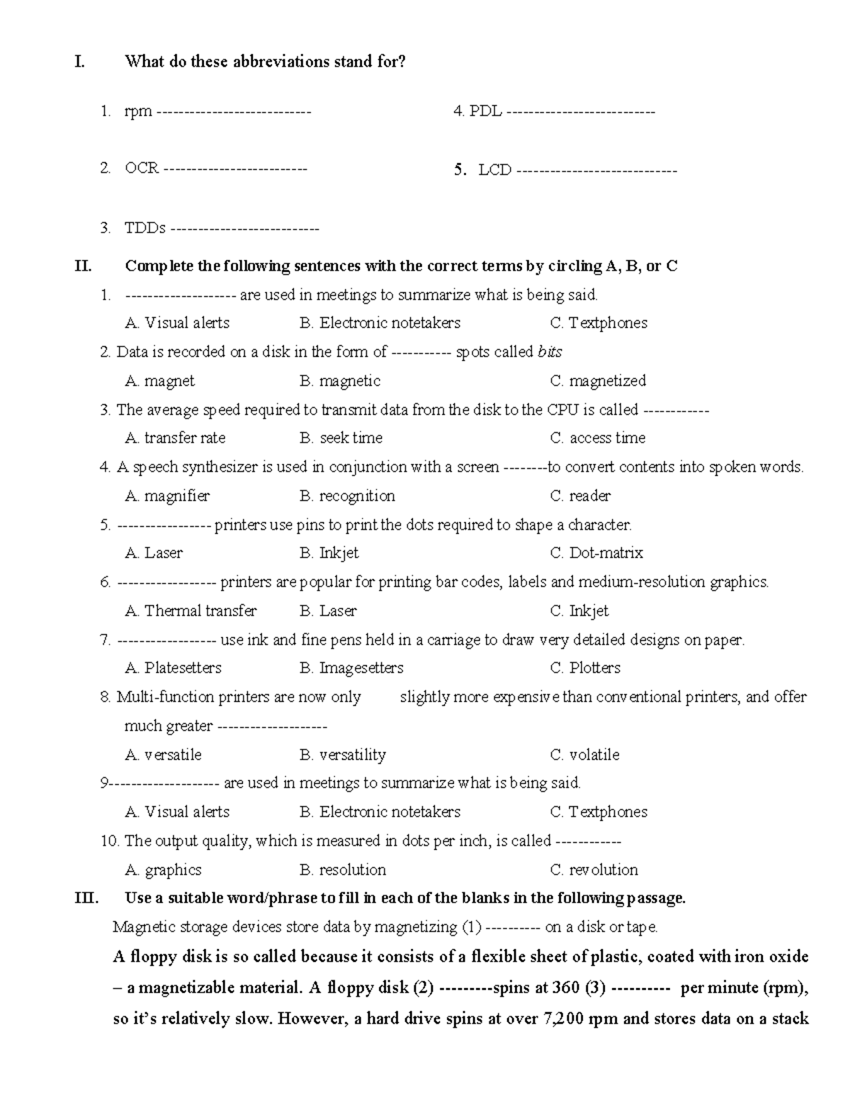 Test2 - ACSAA: Understanding Abbreviations and Magnetic Storage Devices ...