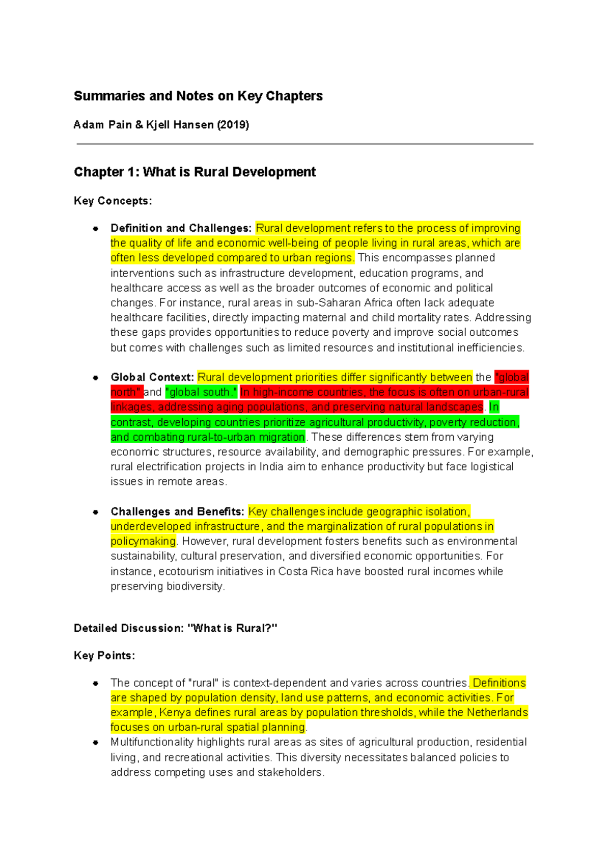 Summary of Key Concepts in Rural Development - Samenvatting (Ch. 1-10 ...