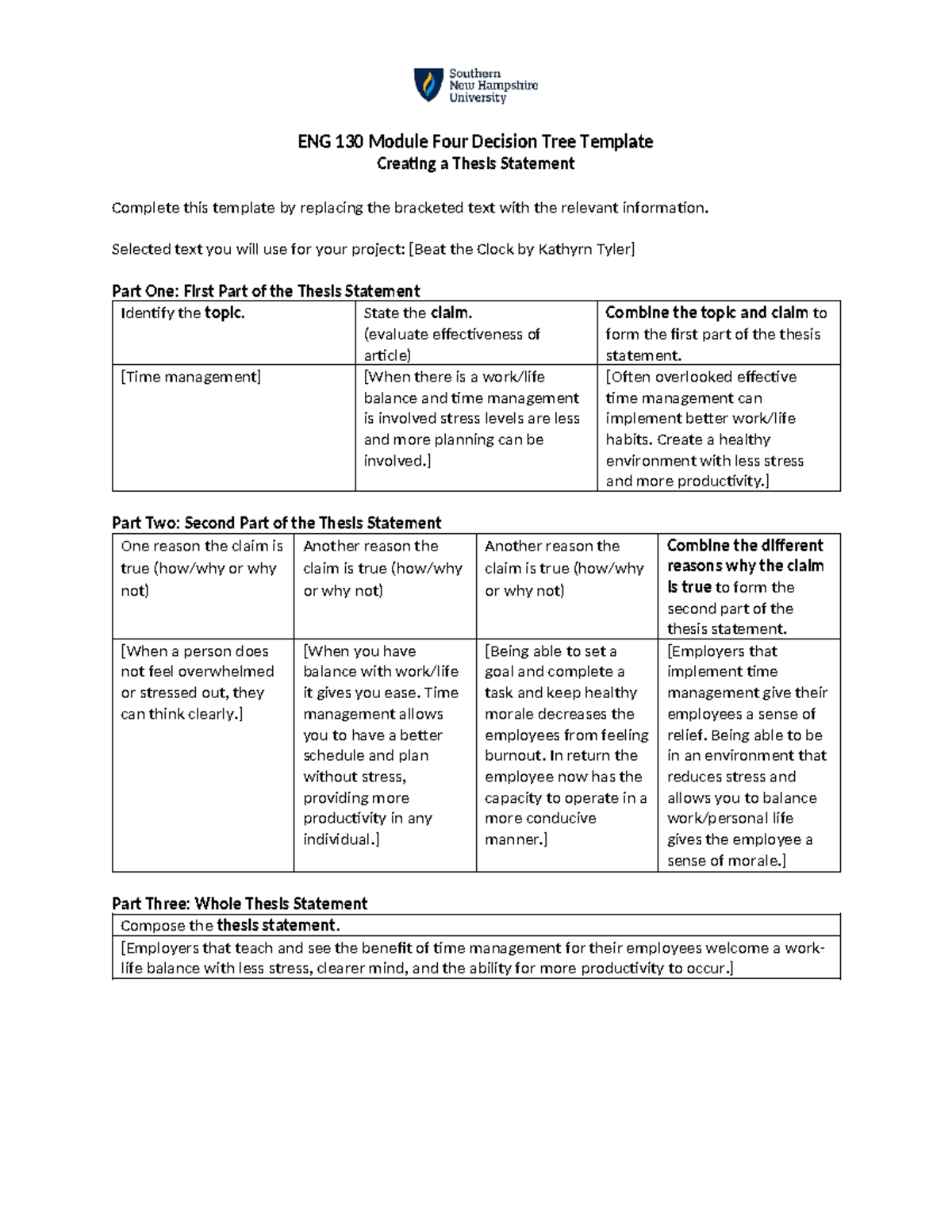 ENG 130 Module Four Thesis Statement Decision Tree Template - Studocu