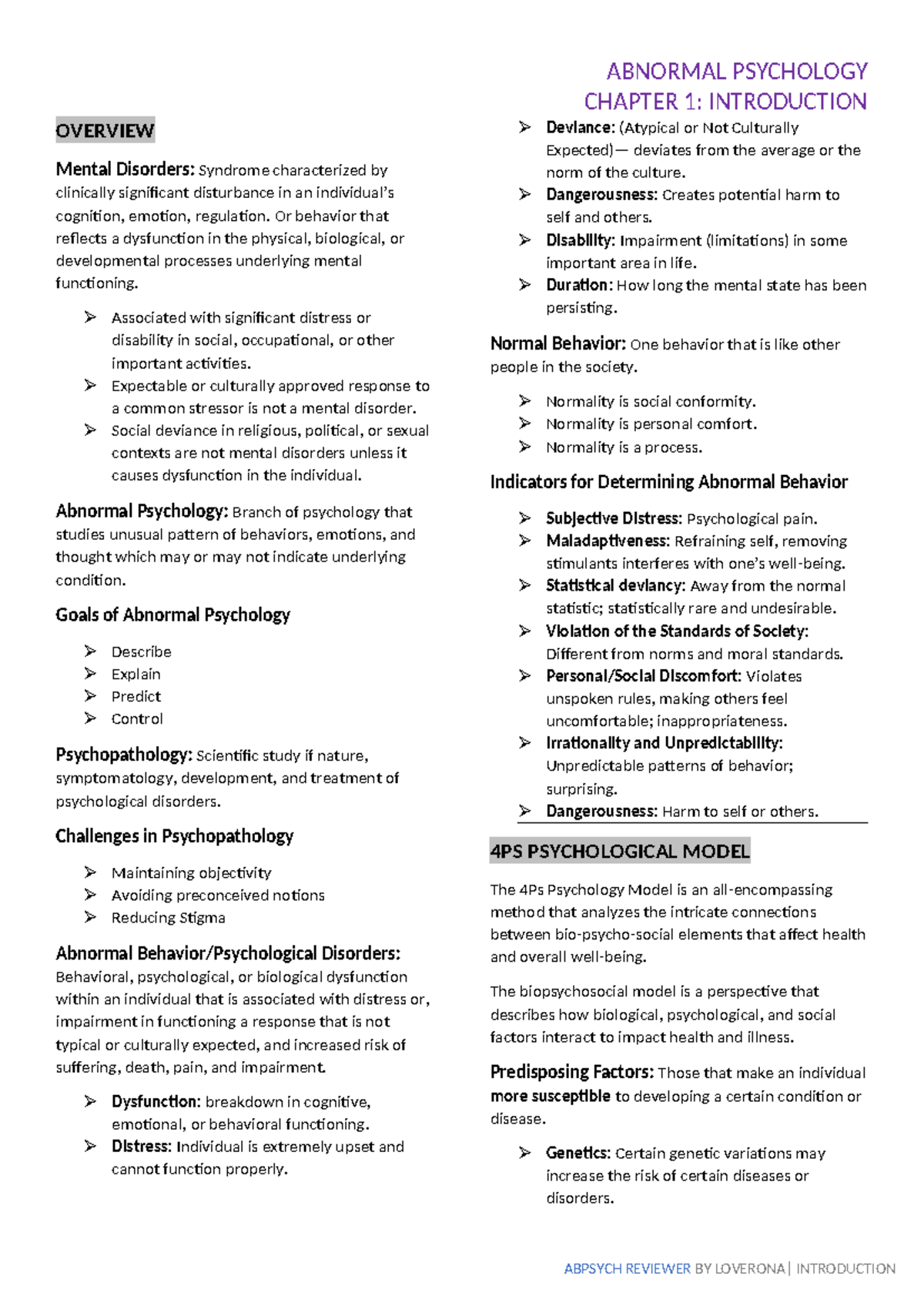 ABPSYCH 101: Chapter 1 - Introduction to Abnormal Psychology - Studocu