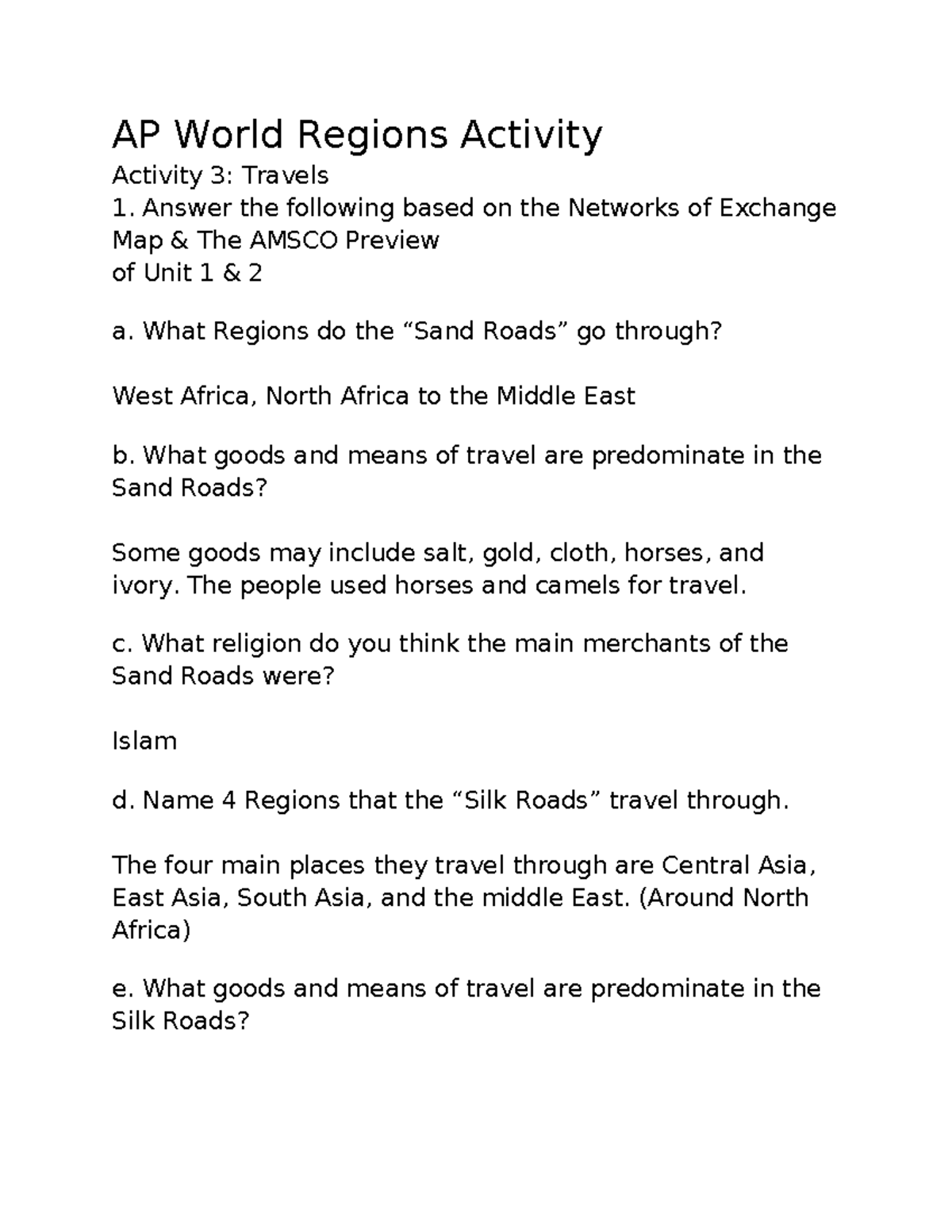 Document - ....... - AP World Regions Activity Activity 3: Travels ...
